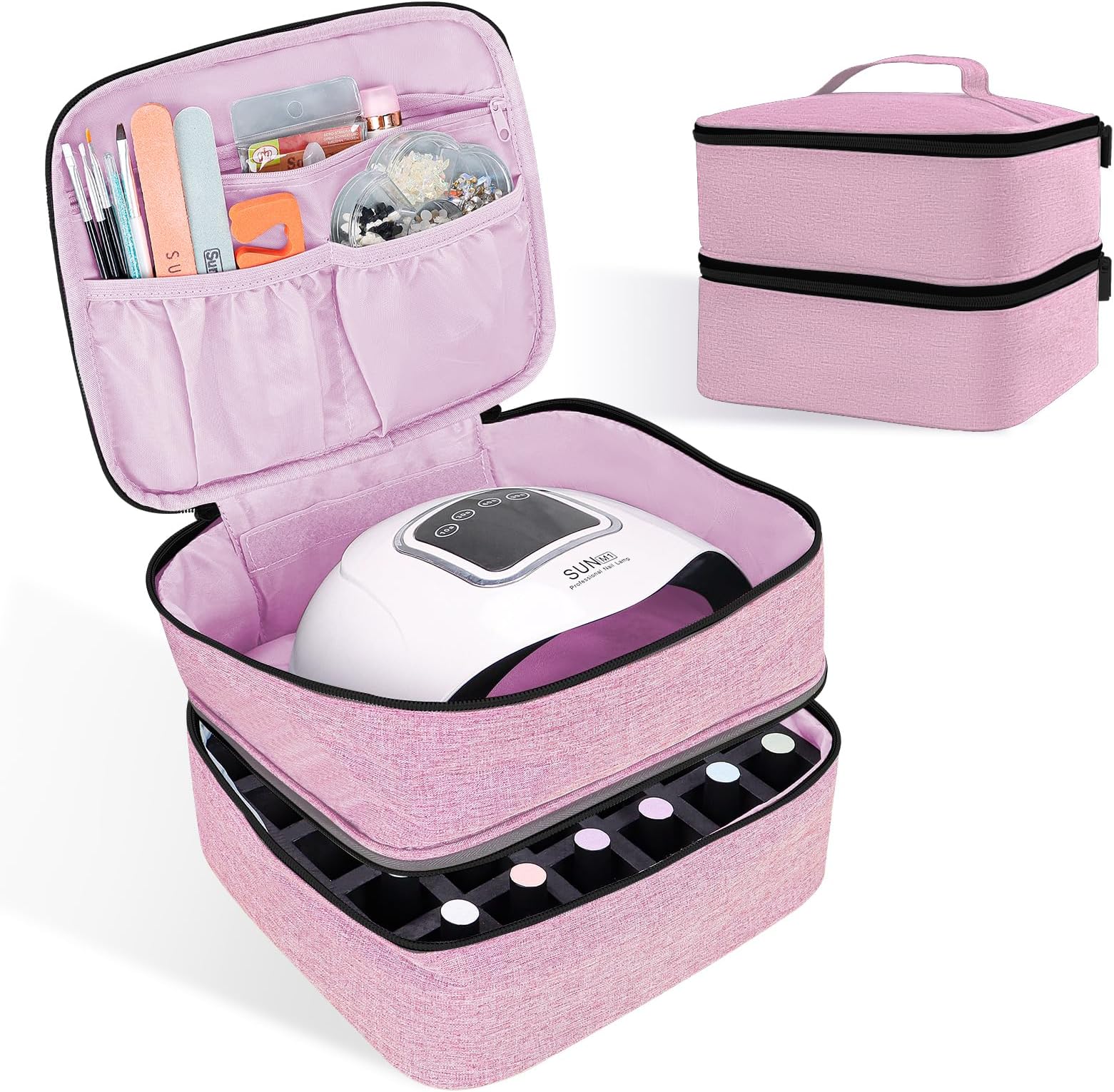 Amazon.com : ALSLEA Nail Polish Organizer Double layer Nail Polish Case ...