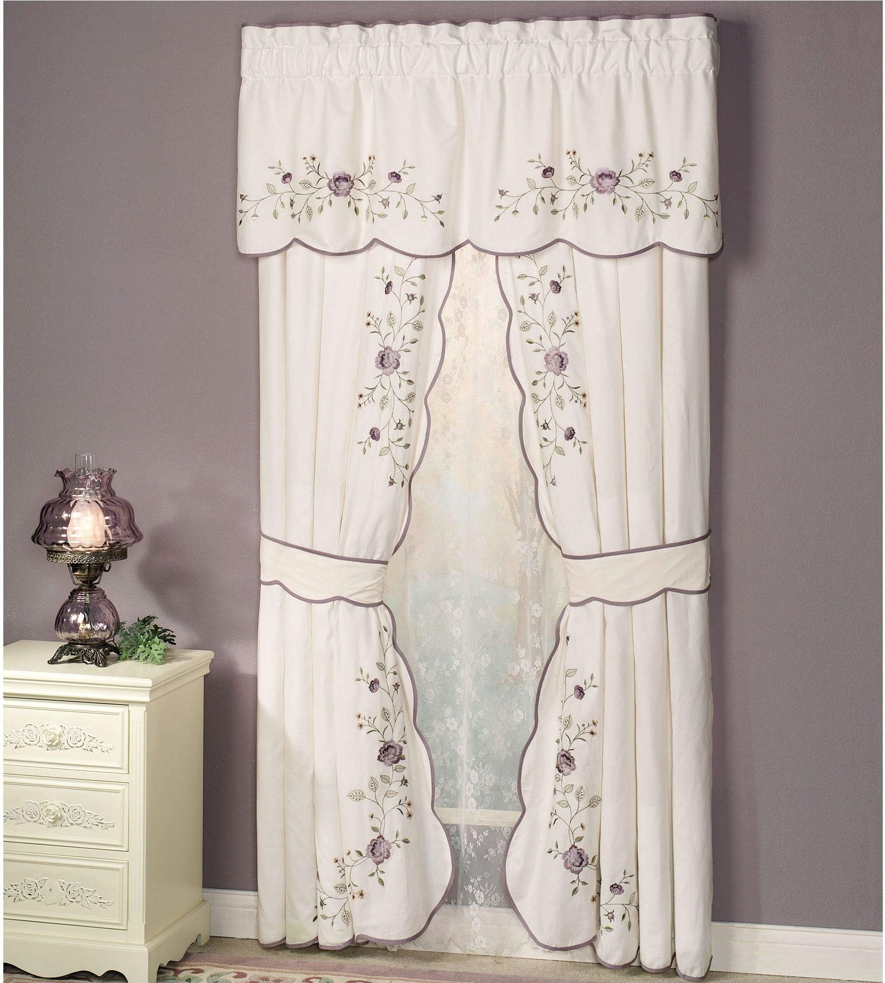 Amazon.com: Touch of Class Antique Bloom Dusty Lavender Embroidered ...