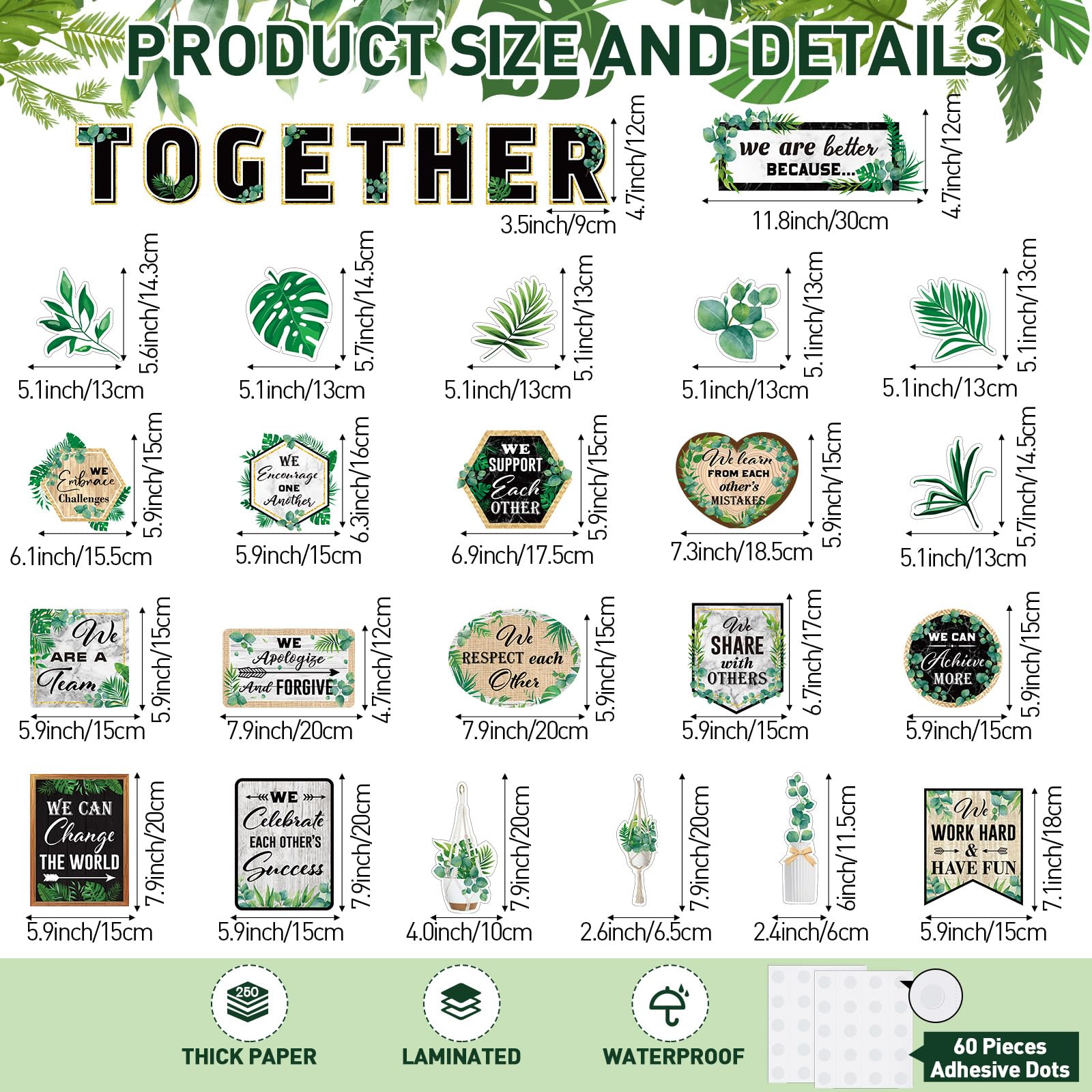 Snapklik.com : 32 Pcs Eucalyptus Together Bulletin Board Set Together ...