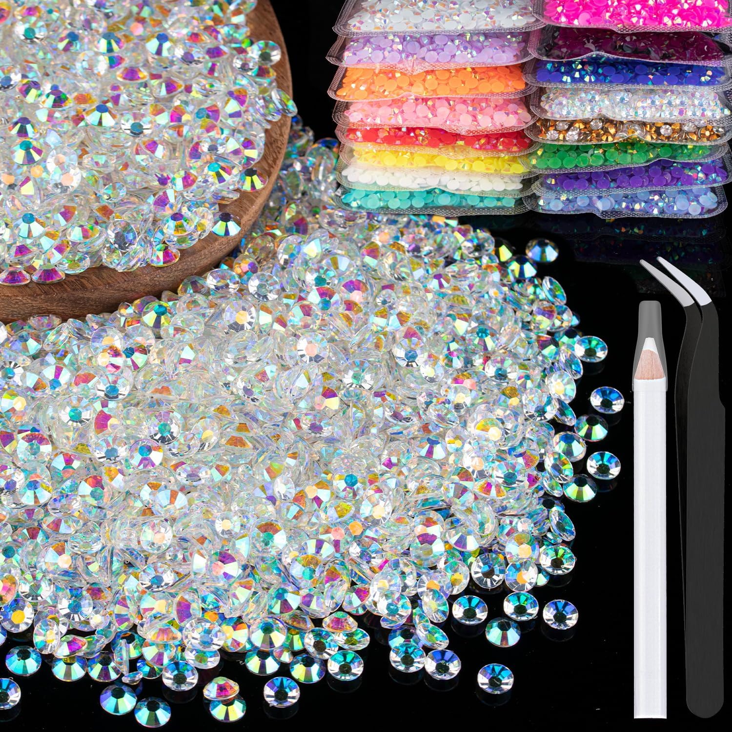 Amazon.com: Liiouer 5mm Clear Rainbow Rhinestones, Crystal Bling ...