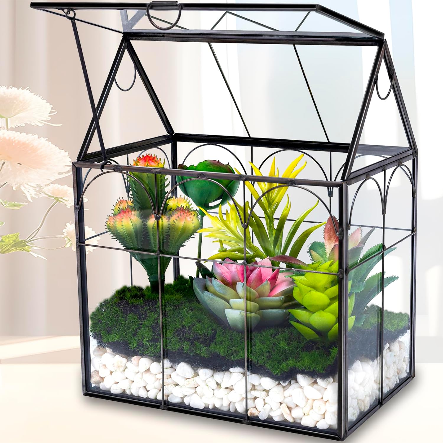 Amazon.com: Glass Geometric Plant Terrarium - House Shaped Terrarium ...