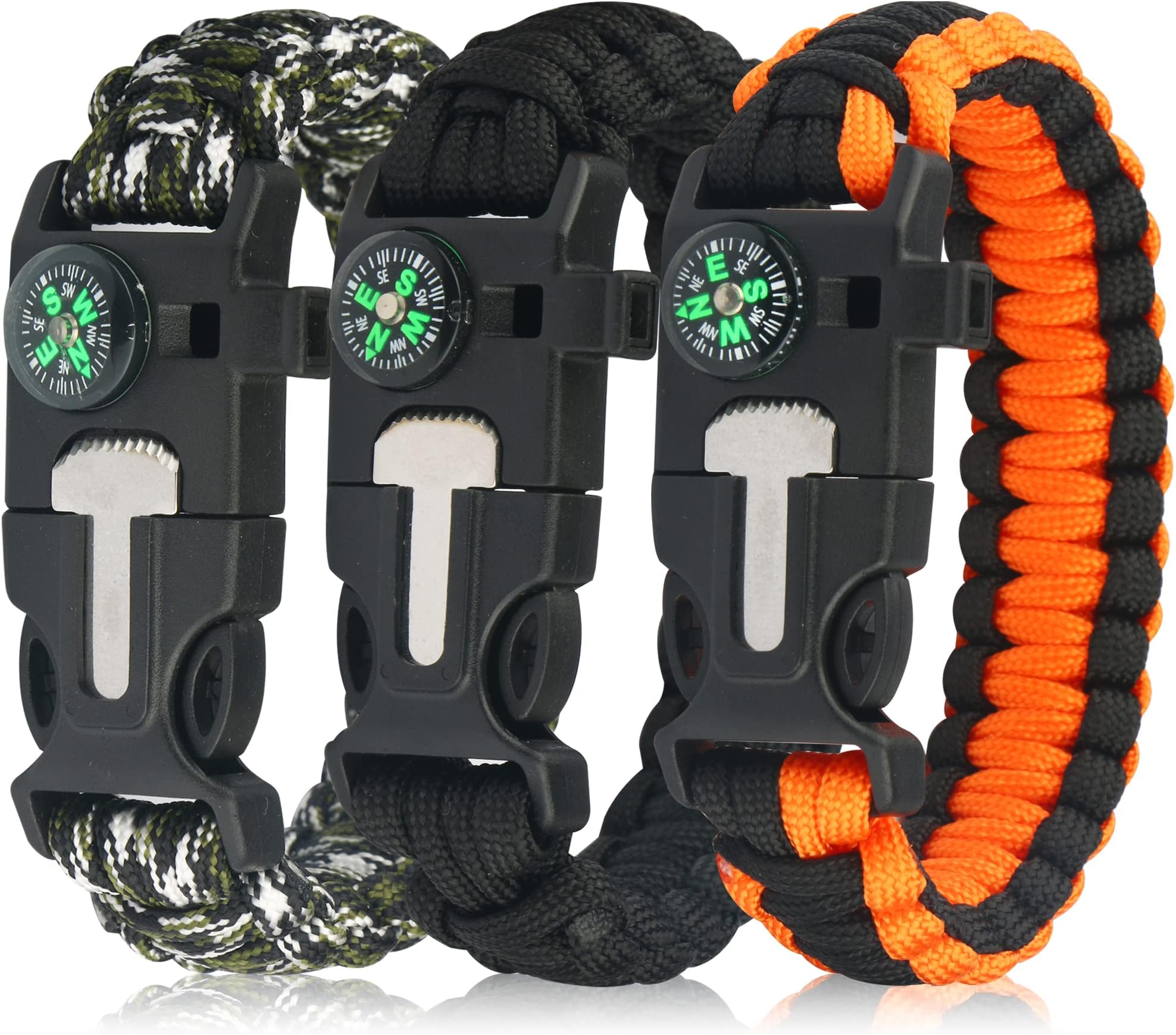 Mengdiyi Survival Paracord Bracelet Adjustable Gear Kit,Fire Starter ...
