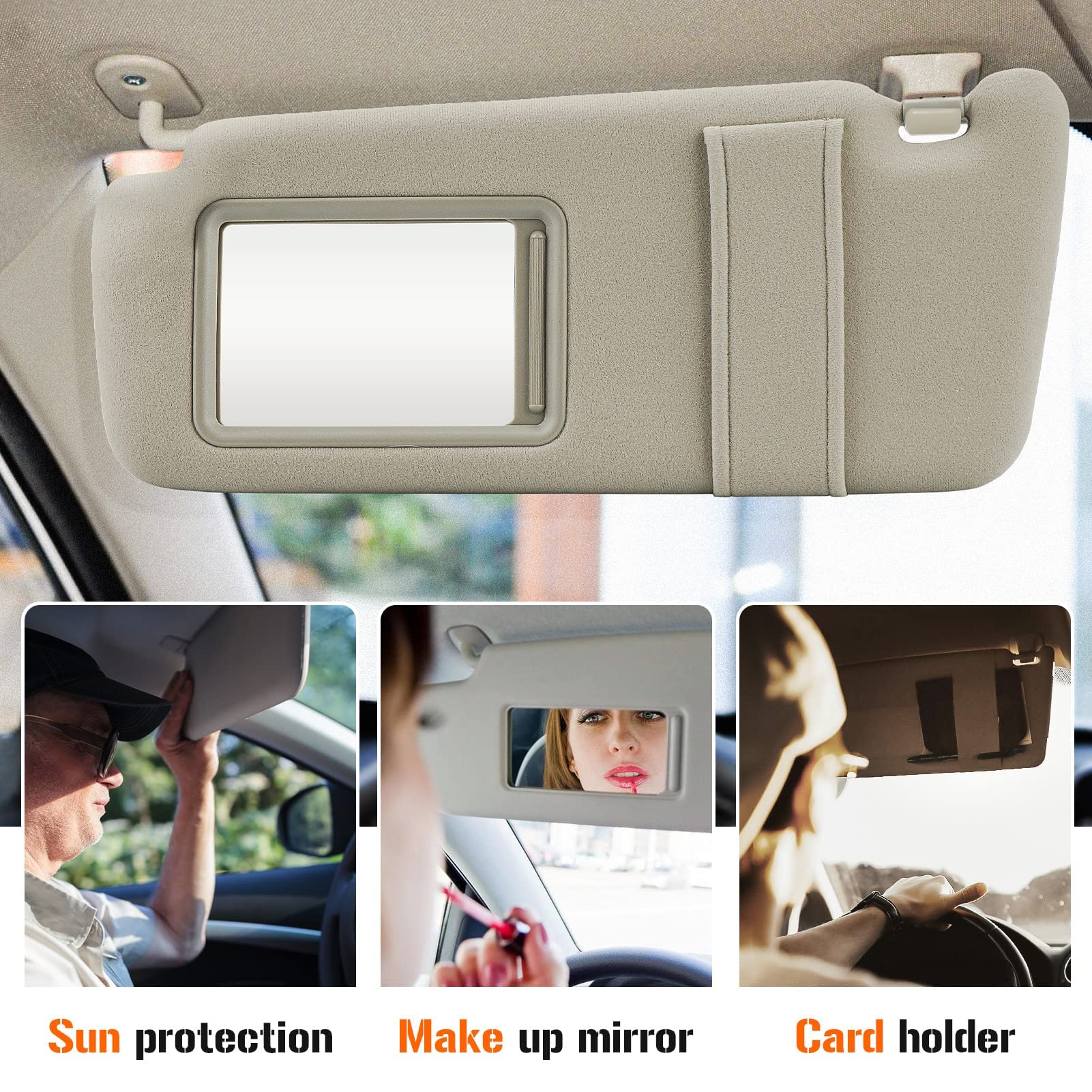 Left & Right Sun Visor with Light for 2009-2016 Toyota Venza with Sunroof, Driver & Passenger ...