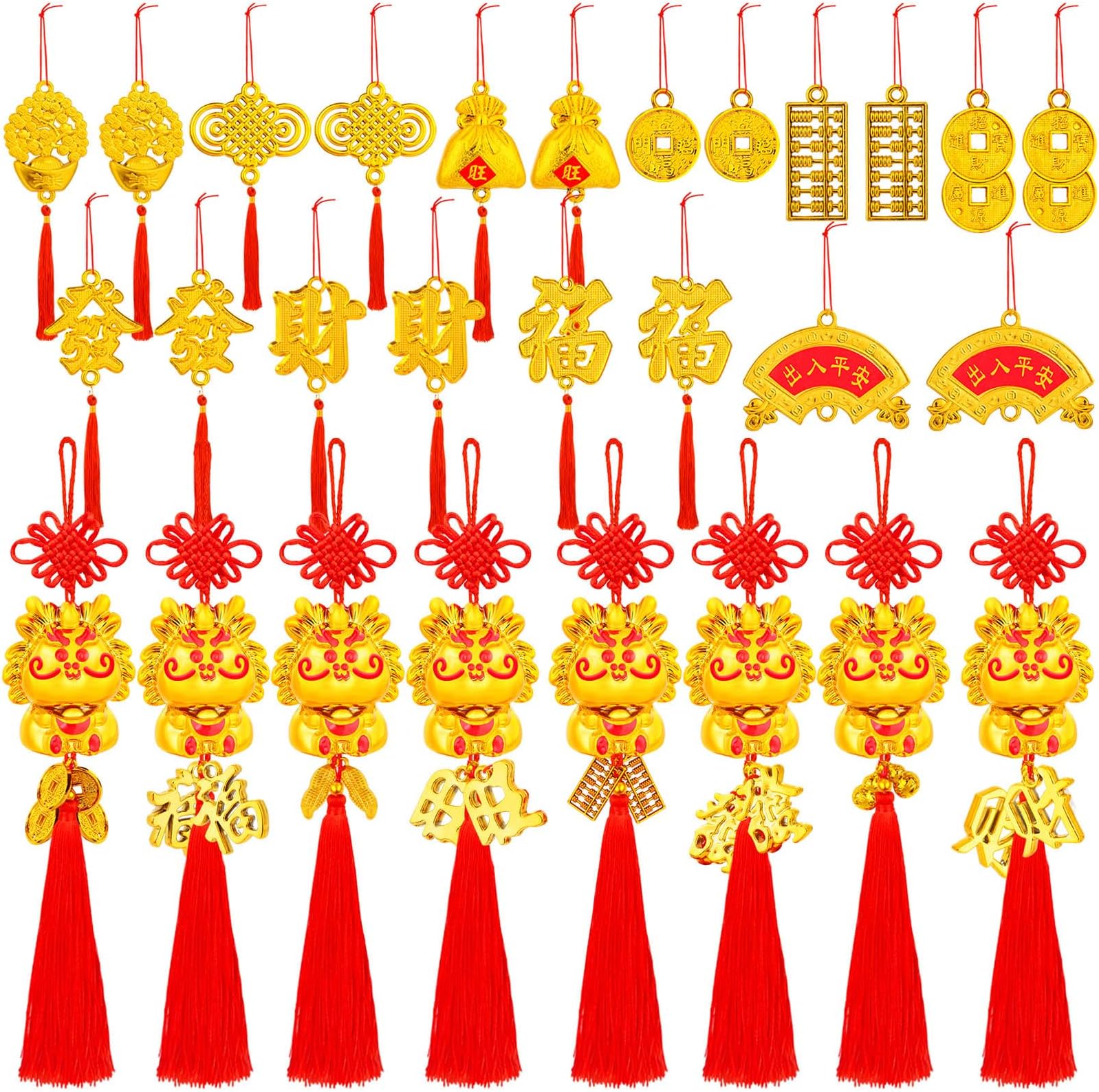 Amazon.com: JUNEBRUSHS 16Pcs Chinese New Year Lucky Coins Charms ...