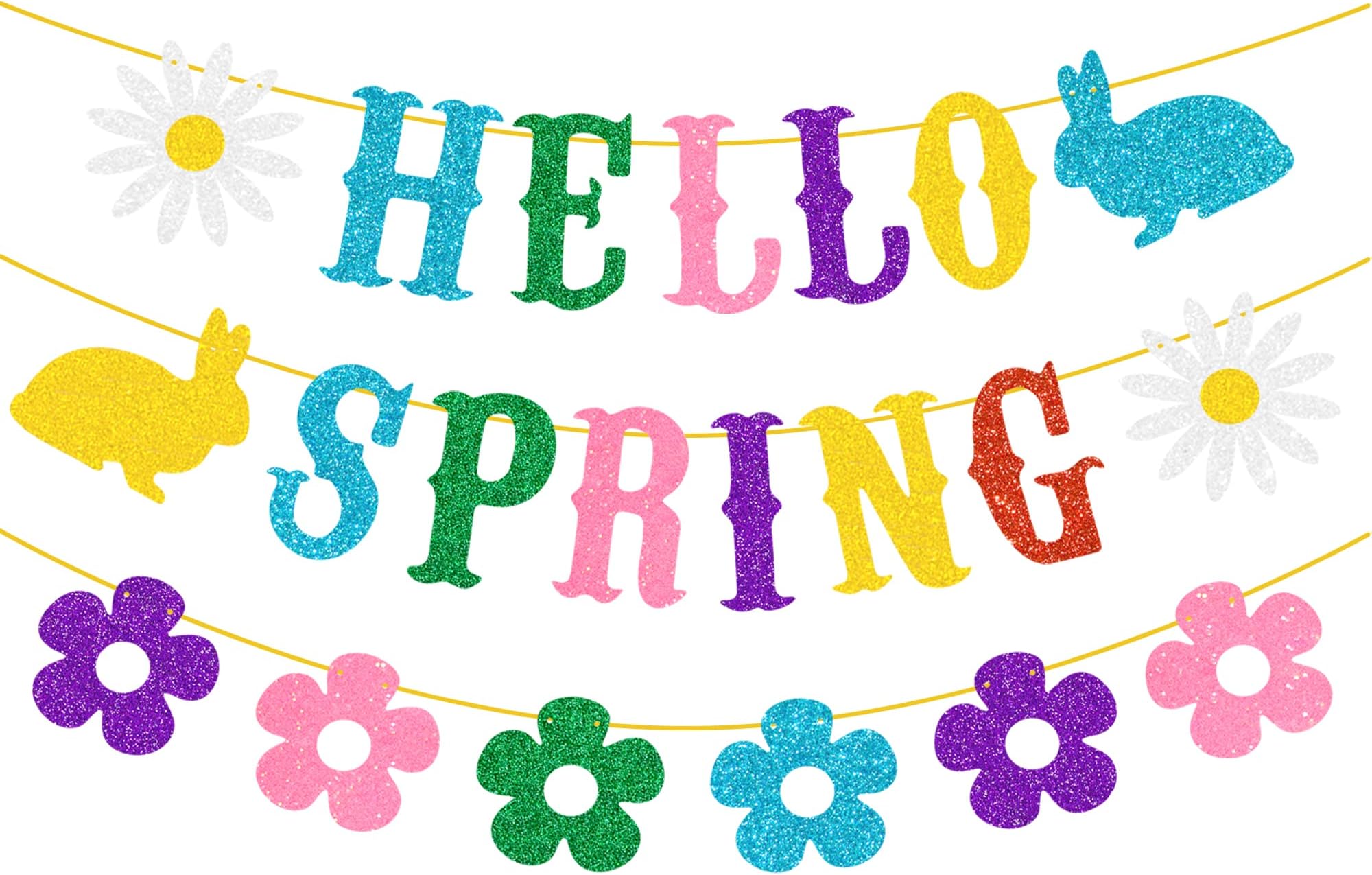 Amazon.com: Hello Spring Banner, Spring Banner Garland, Spring ...