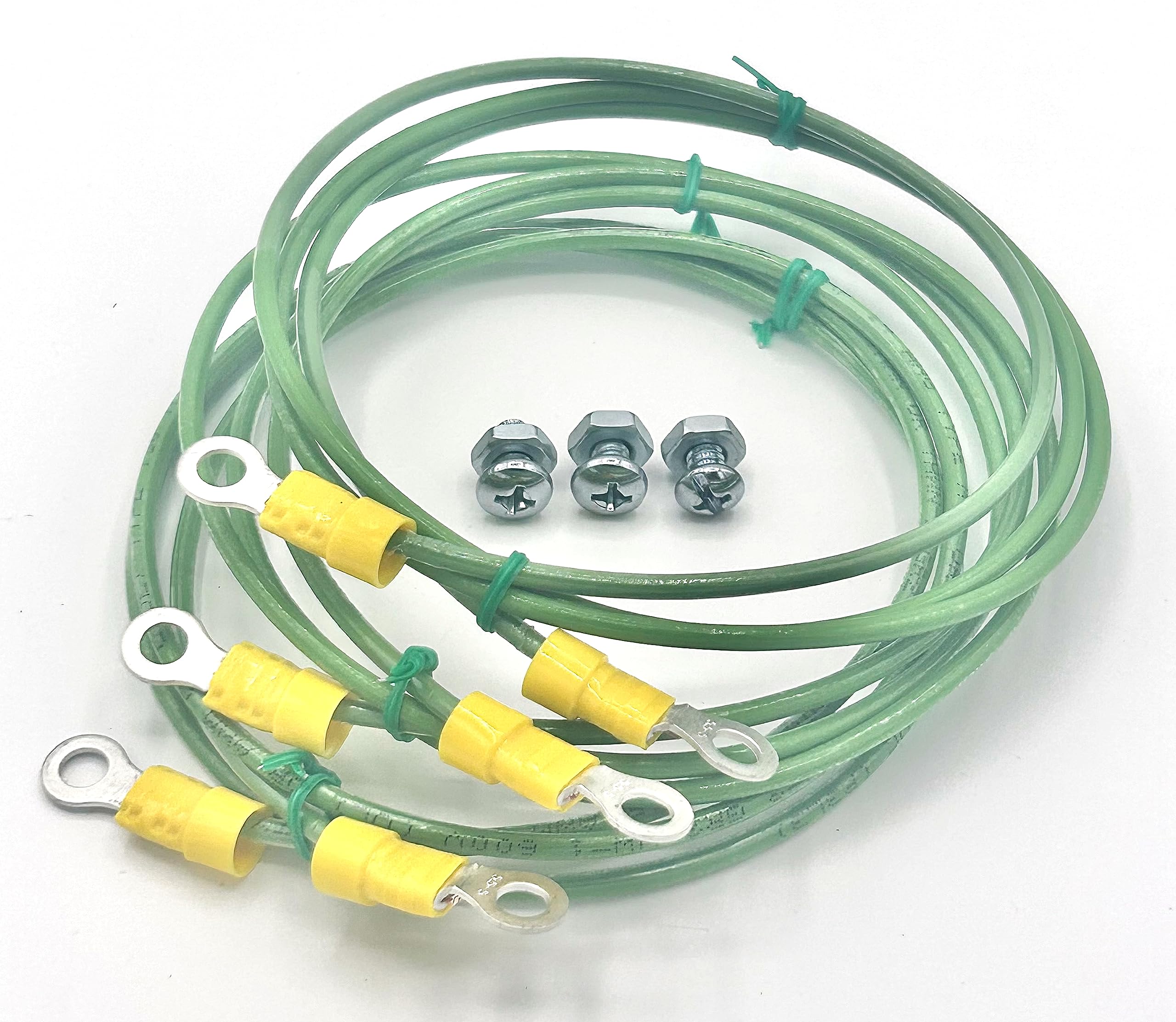 3 Foot 12 AWG Ground Wire with #10 Ring terminals and Bolt (Pack of 3 ...