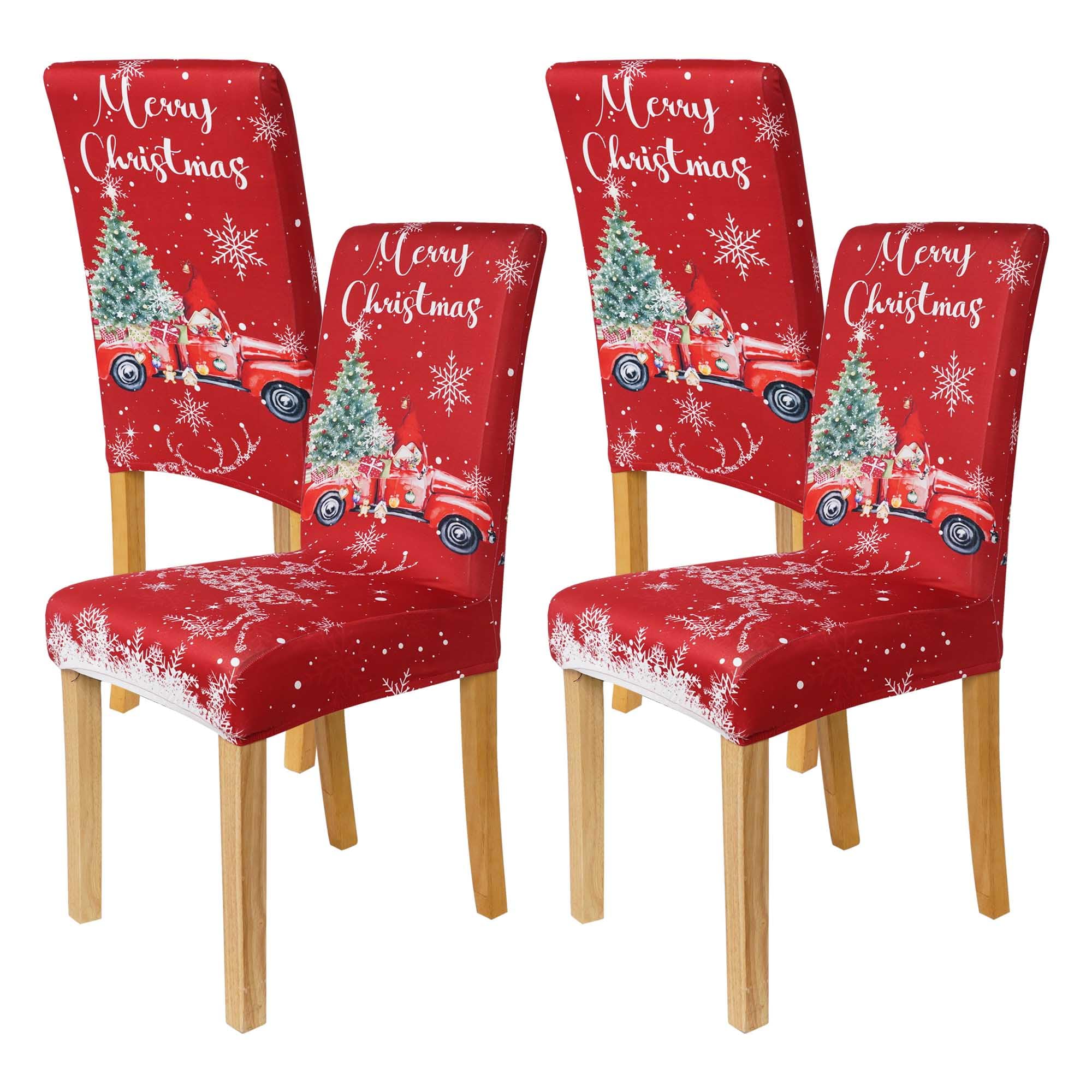 Amazon.com: Christmas Chair Covers Set of 4, Christmas Decorations ...