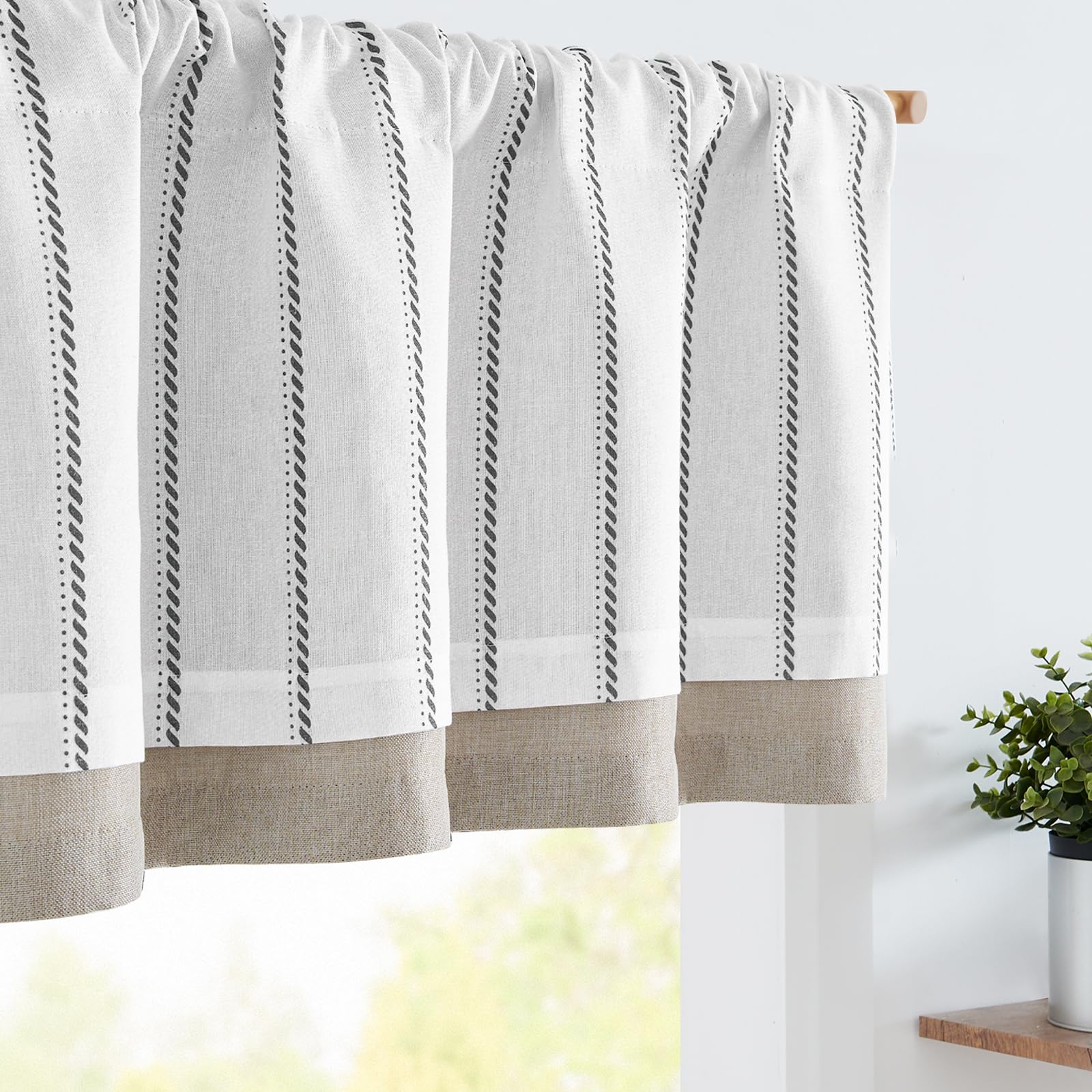 Amazon.com: jinchan Nautical Valance Striped Linen Curtain 16 Inch ...
