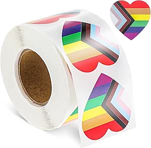 Amazon.com: 500PCS LGBTQ+ Pride Rainbow Heart Flag Stickers - Roll of Rainbow Heart Self ...