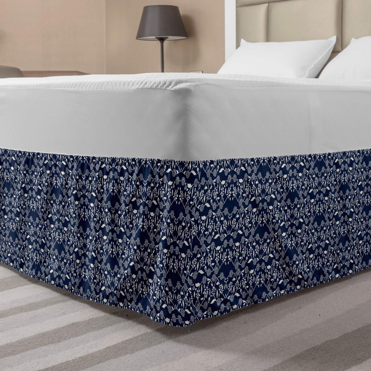 Amazon.com: Lunarable Floral Bed Skirt, Continuing Print of ...
