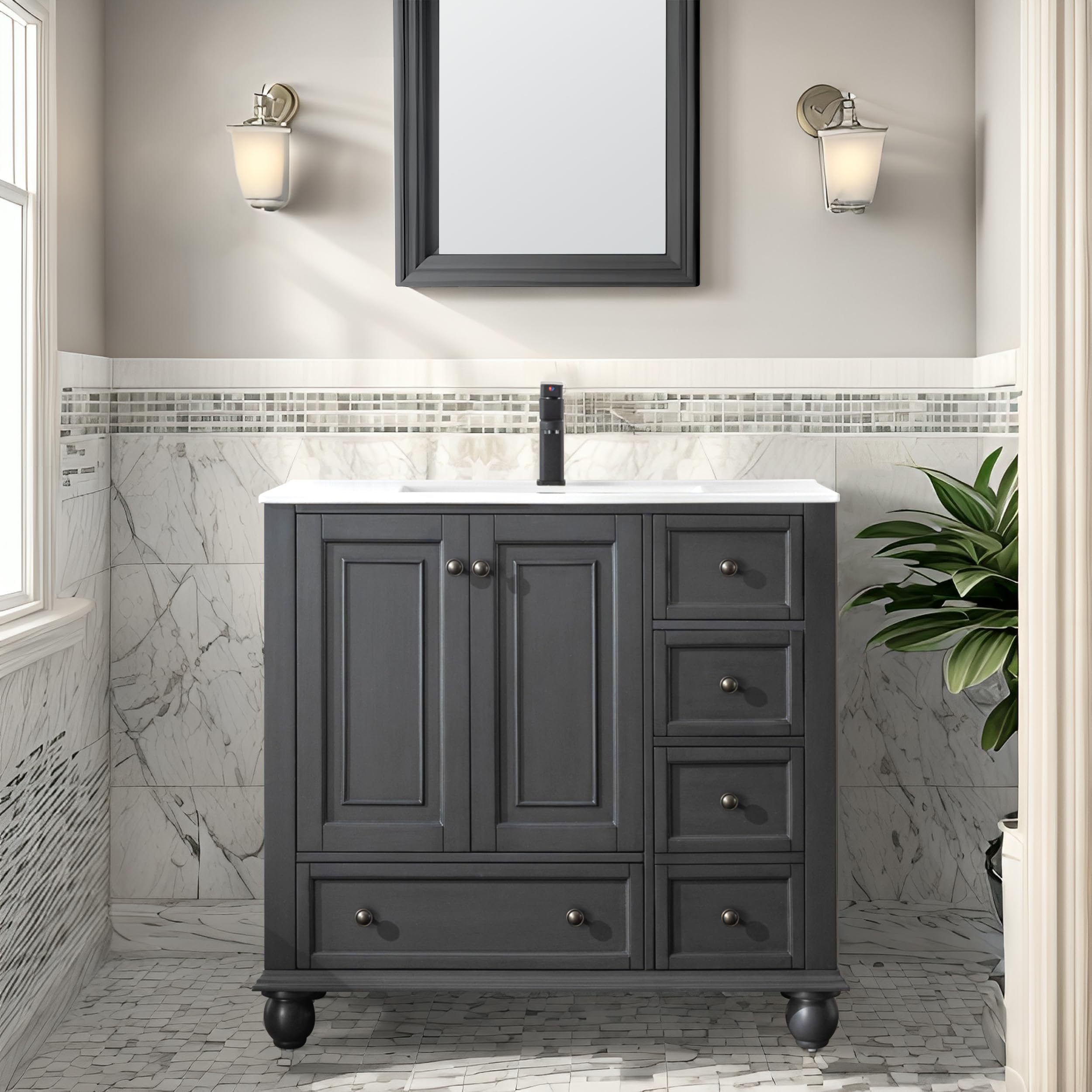 Amazon.com: Merax 36 Inch Bathroom Vanity with Sink Combo, Solid Wood ...