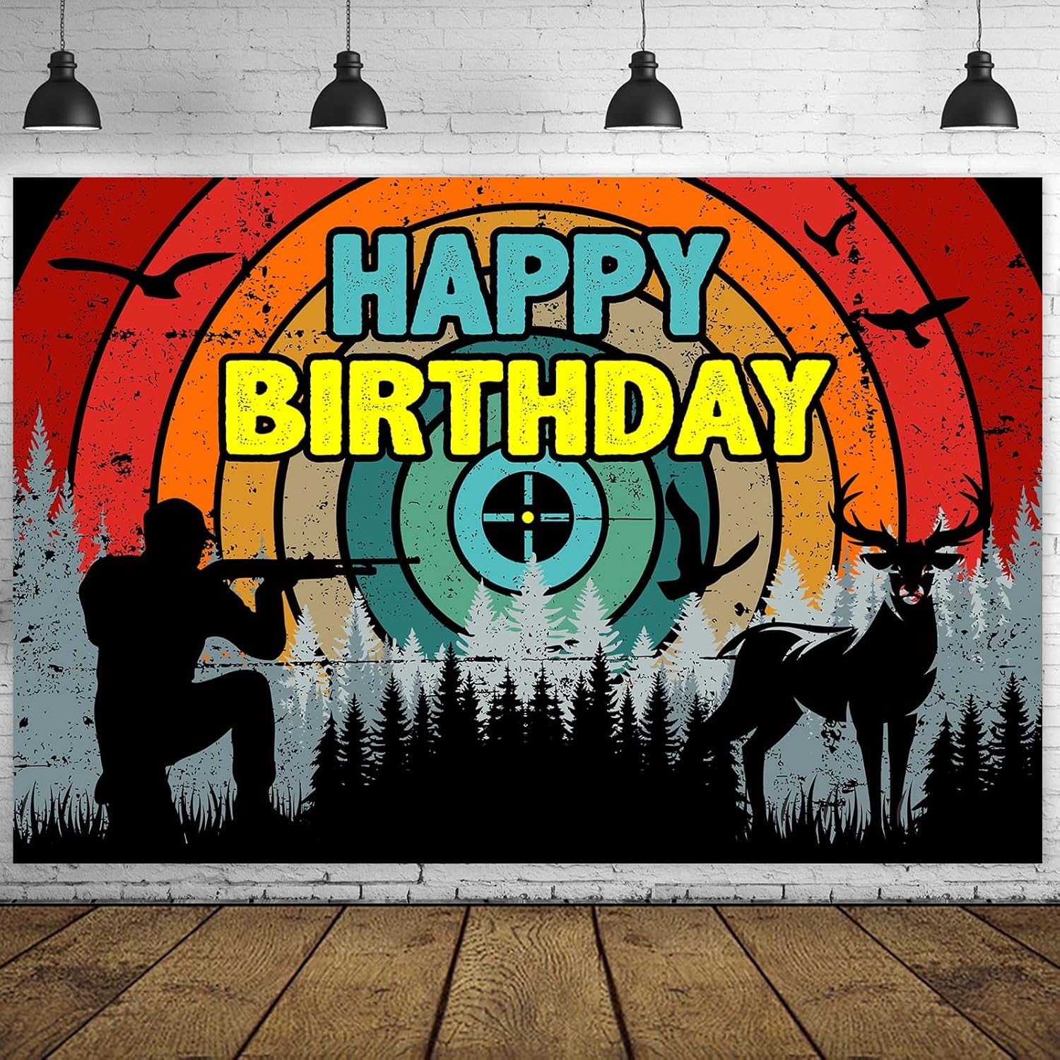Amazon.com: Gone Hunting Banner Happy Birthday Backdrop Deer Hunting ...