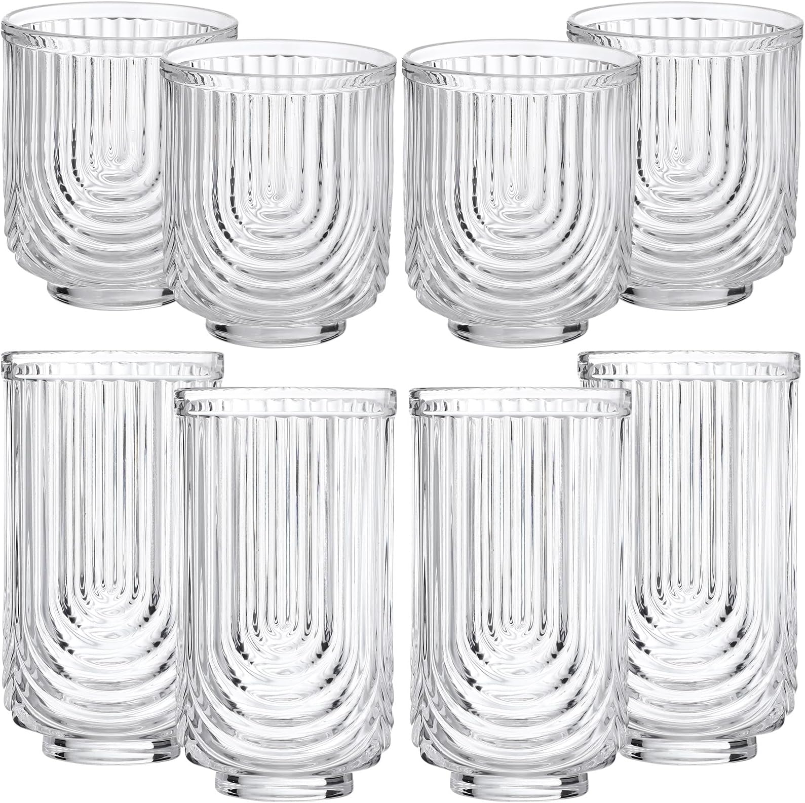 Amazon.com | Vesici 8 Pieces Drinking Glasses Cocktail Glasses Arch ...