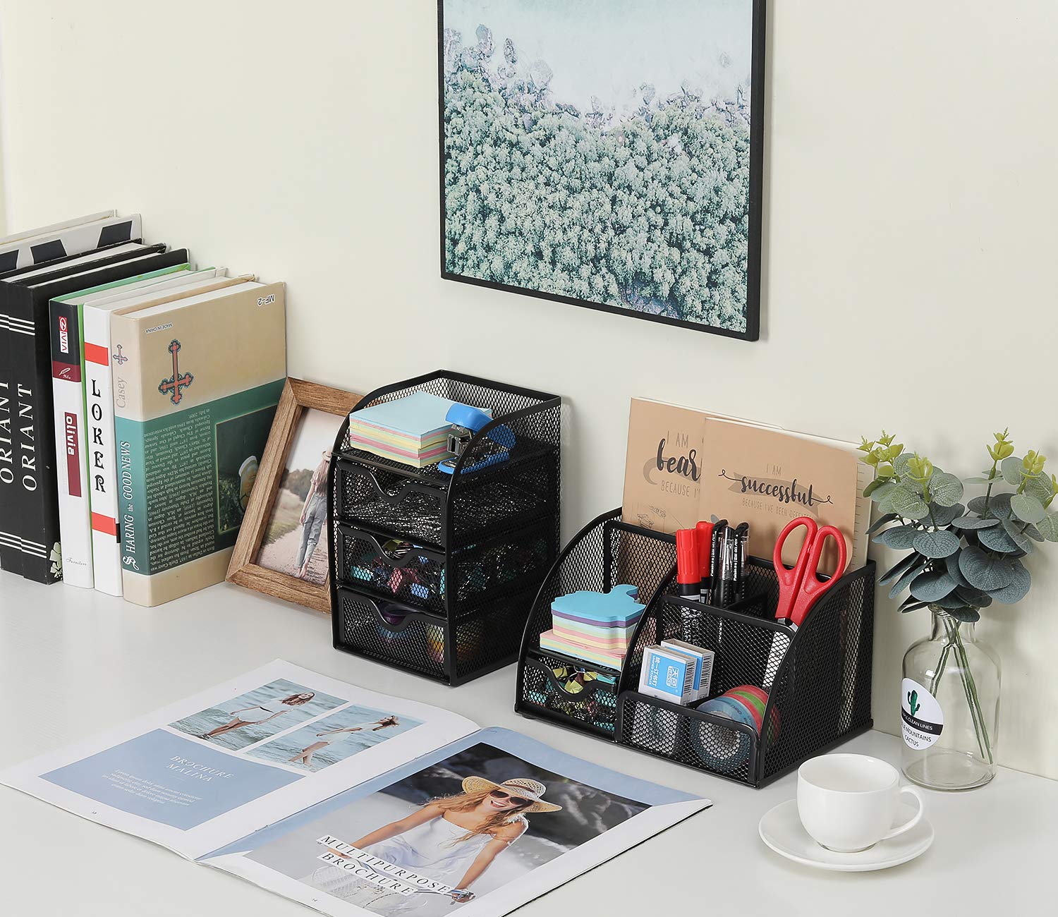 EasyPAG Mesh Desk Tidy 2 Piece Organiser Set - Versatile Desktop Tidy ...