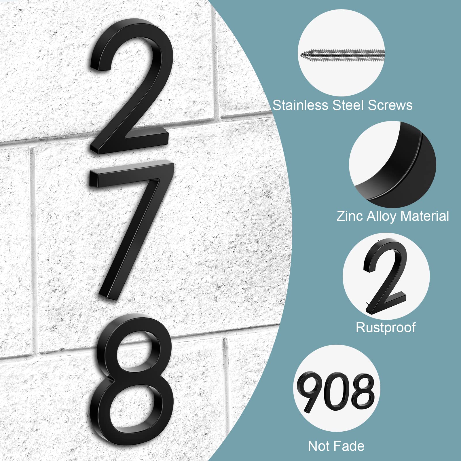 Snapklik.com : 6 Floating Stainless Steel Address House Number, Modern ...