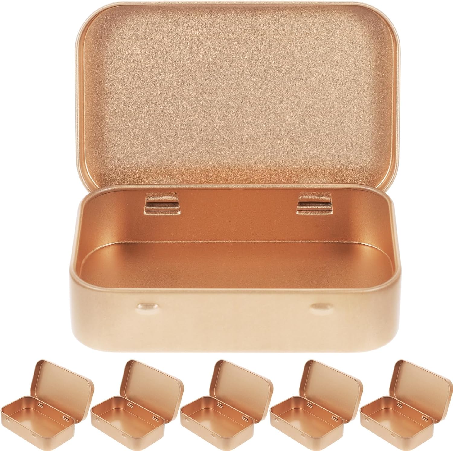 6 Pcs Small Rectangular Metal Tin Boxes with Lids, Portable Storage ...