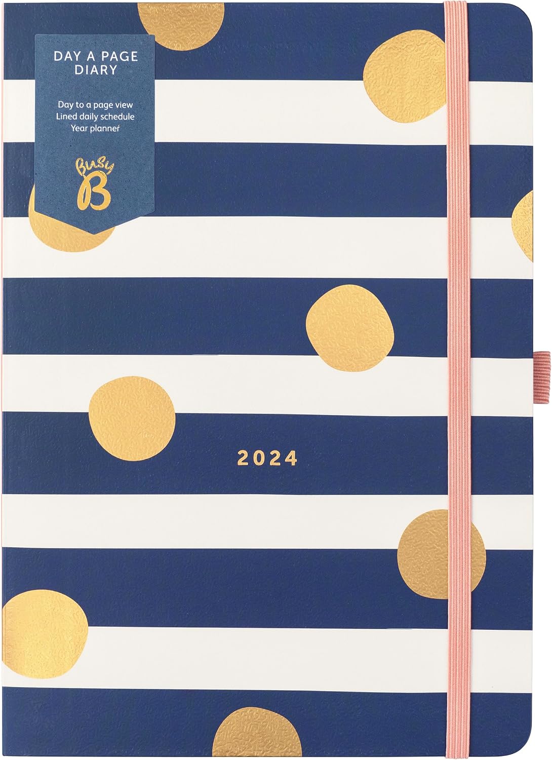 Busy B Day A Page Diary January to December 2024 - A5 Navy Stripe ...
