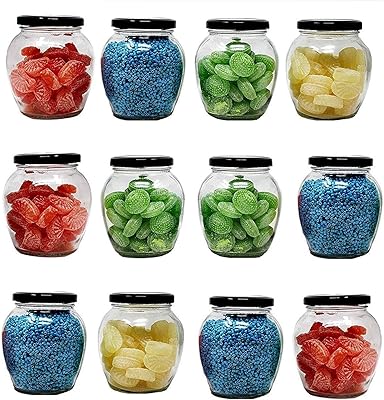 Buy Ventuos-1000ml Big Pot Shaped Glass Barni with air tight black lid ...