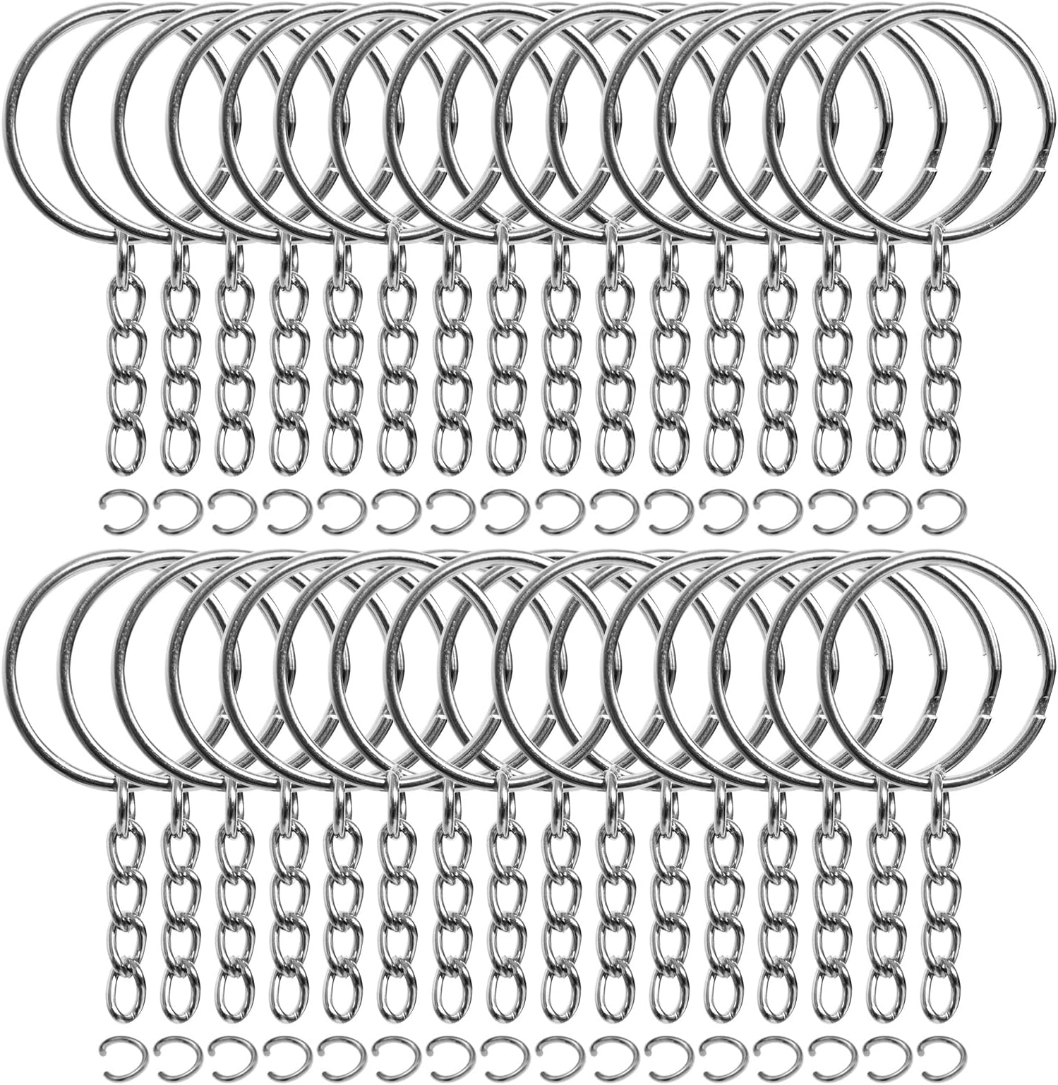 Amazon.com: 50 Pcs NANSSY 1 Inch/25mm Split Keyrings with Chain Silver ...