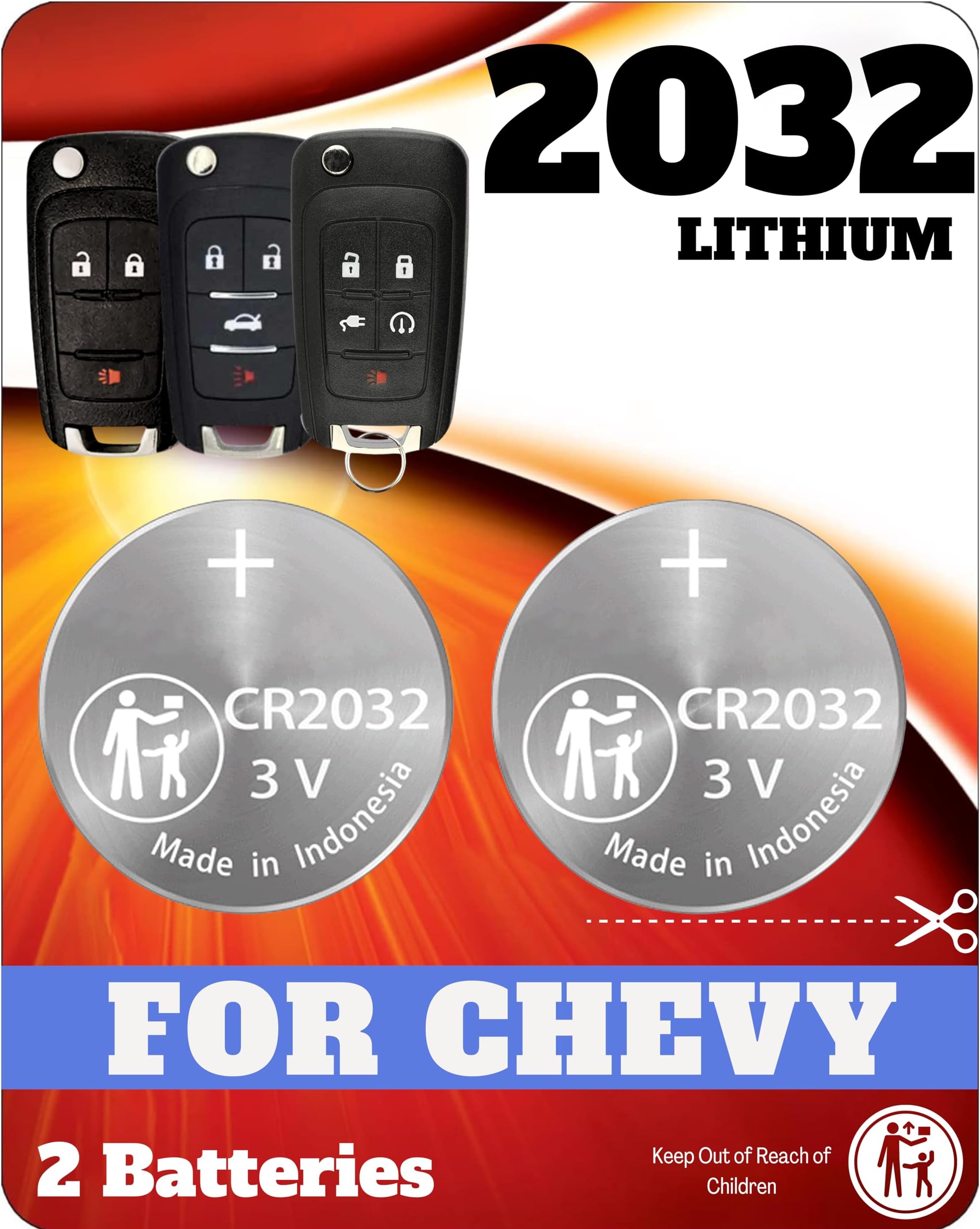 Amazon.com: Key Fob Battery for Chevy CR2032 (2 Pack) OEM Remote ...