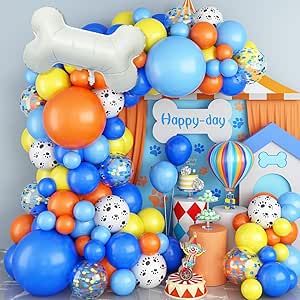 Amazon.com: Dog Paw Balloon Arch, 105 Pcs Blue and Orange Paw Print Balloons Garland Kit, Big ...