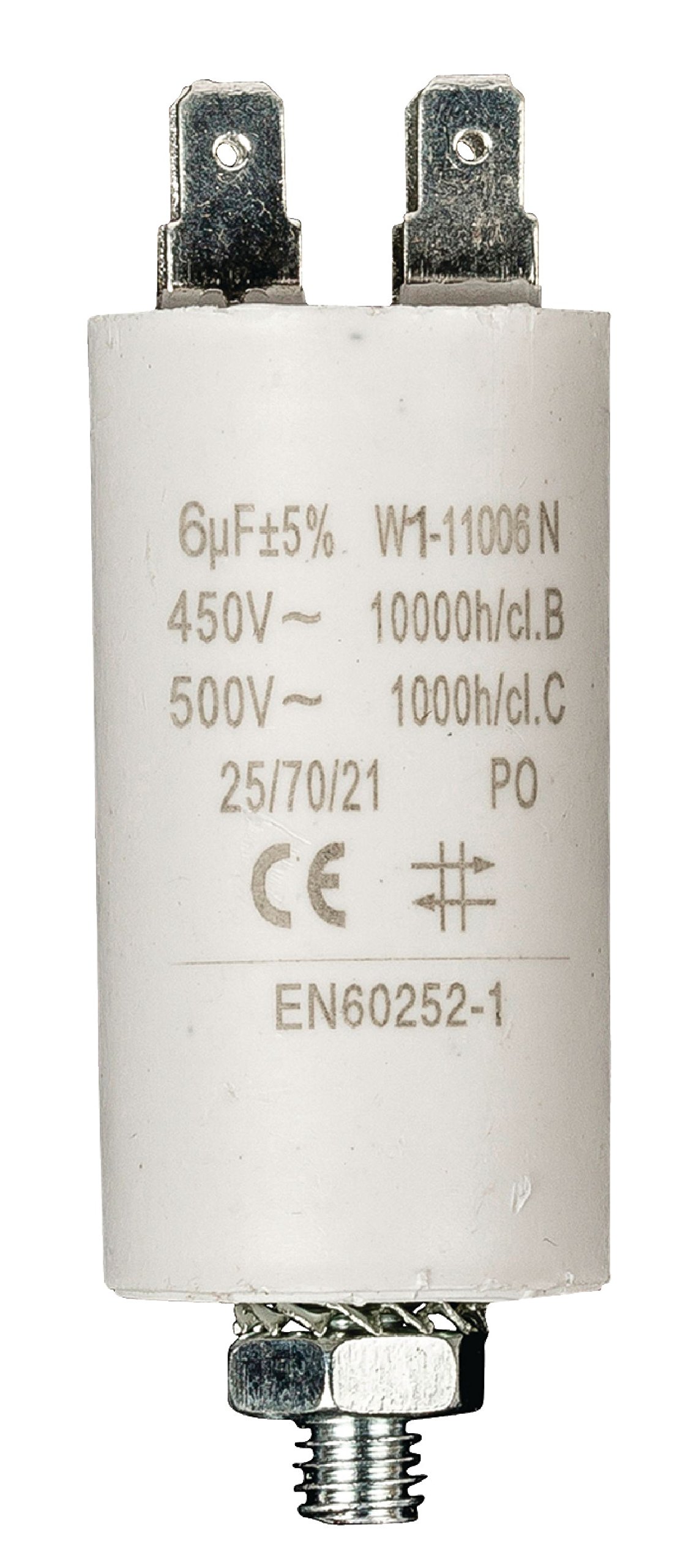 Electric Motor Capacitor 6µF uF +/-5% 450V with Plug EN60252-1 : Amazon ...