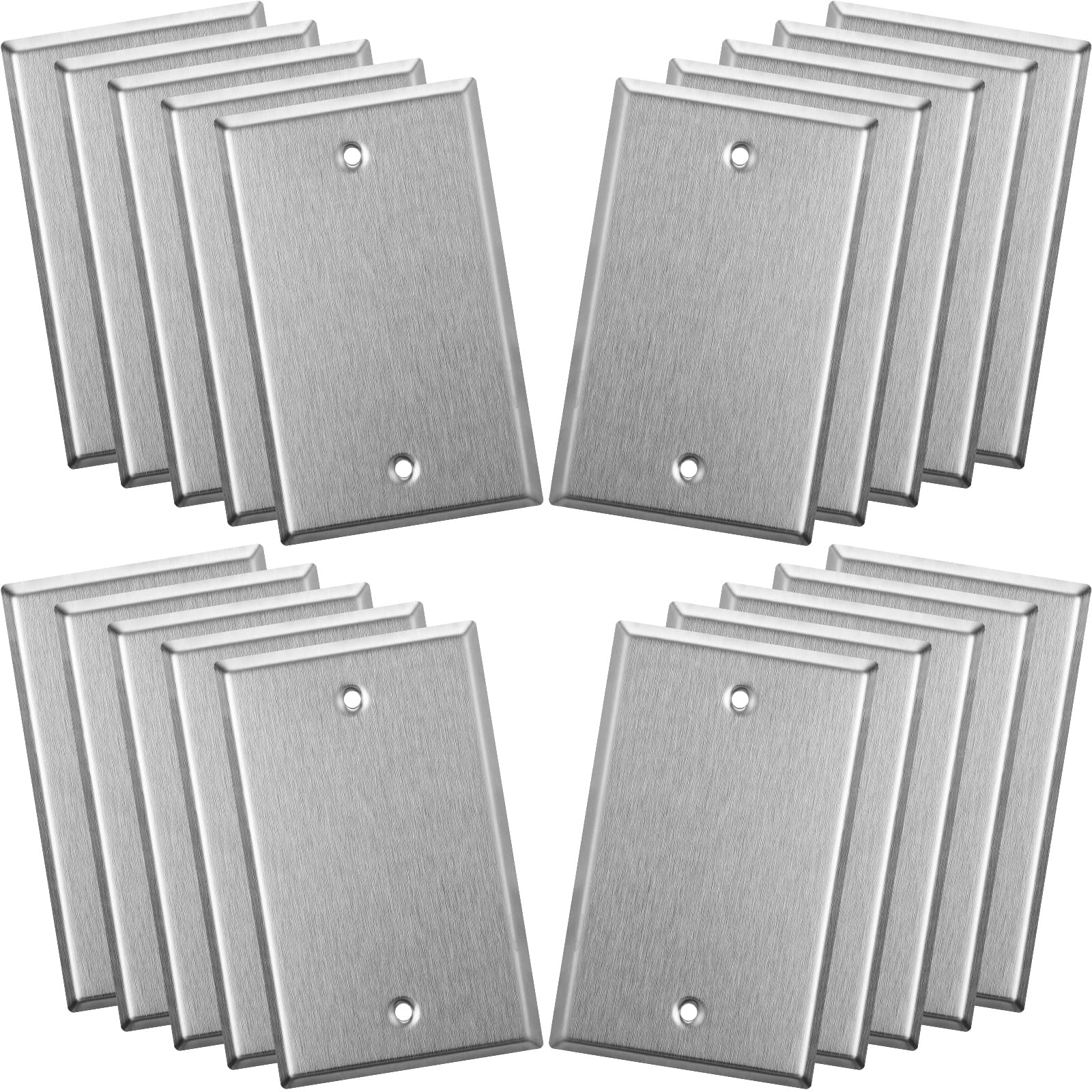 20 Pieces Wall Plate Cover Blank Stainless Steel Metal Outlet Cover ...