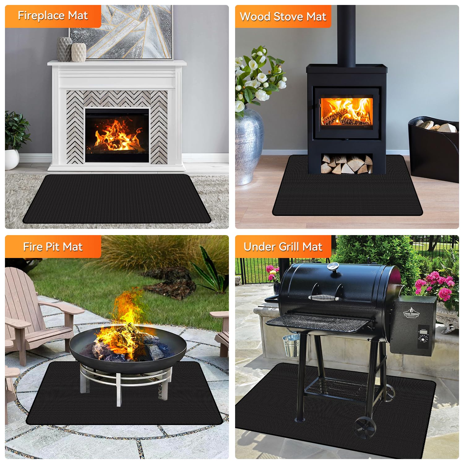 Snapklik.com : 48 X 30 Fireplace Mat, Double-sided Fireproof Hearth Rug ...