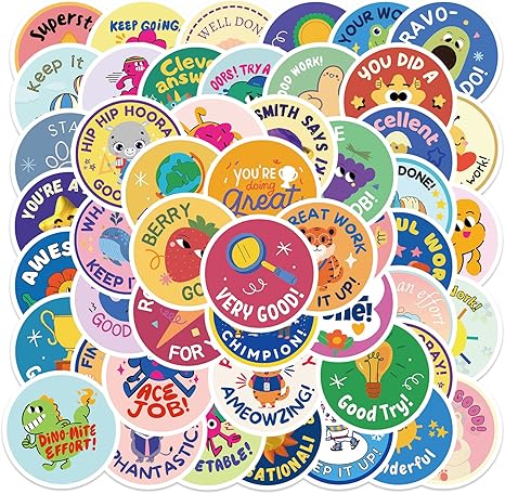 Amazon.com: 50Pcs Cute Reward Stickers for Kids Toddler Student, Award ...
