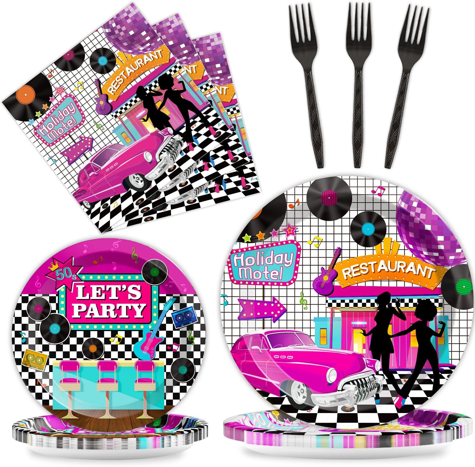 Amazon.com: 1950s Party Decorations,143Pcs 50's Theme Party Decorations ...