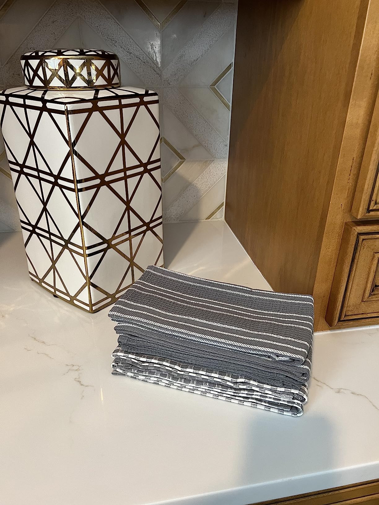 Amazon.com: Ultra Absorbent Kitchen Towels, 100% Cotton Gray Kitchen ...