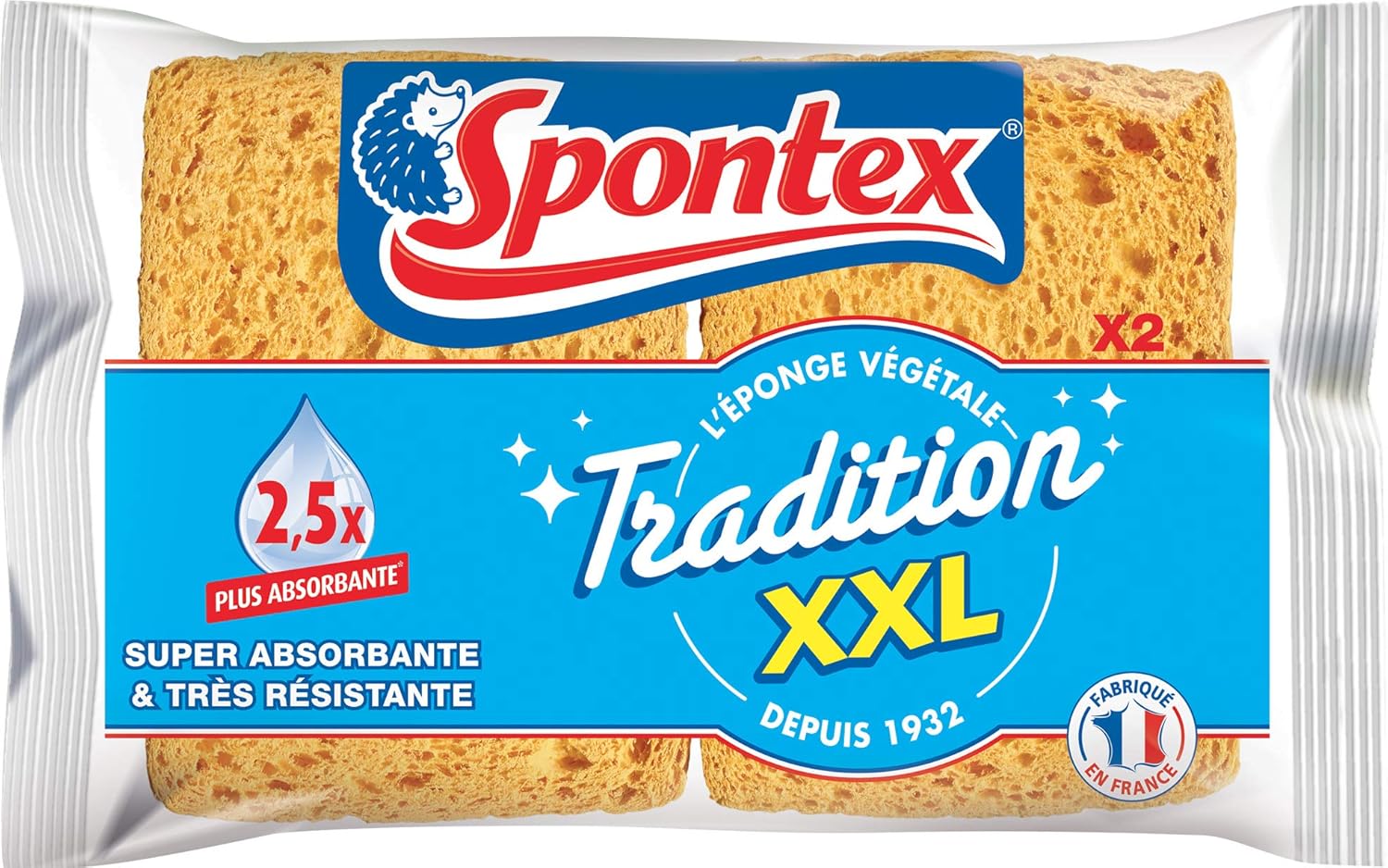 SPONTEX - Eponge Tradition XXL - 2 éponges végtales XXL - ultra ...