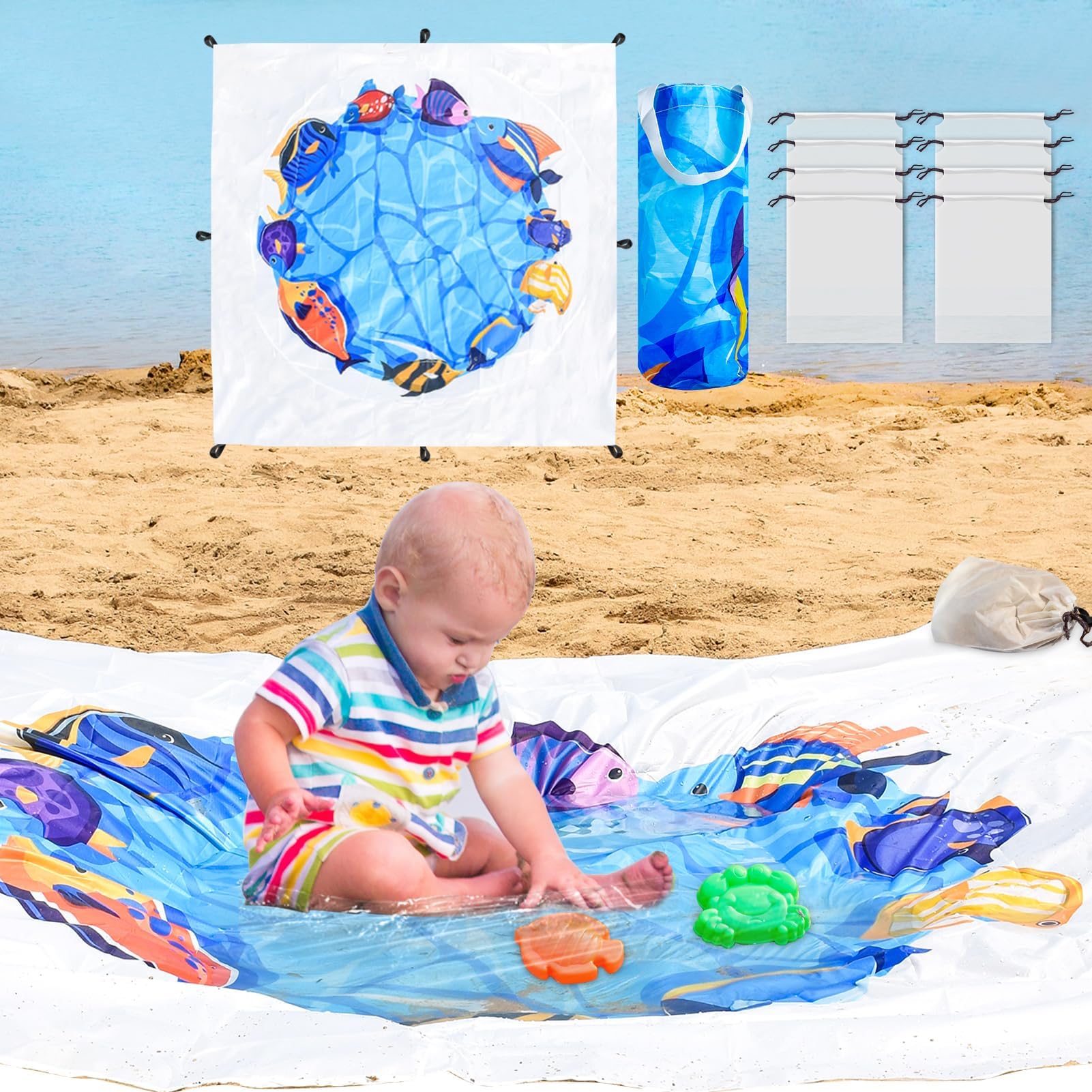 Amazon.com: Fantang 6.5 X 6.5 Feet Baby Beach Pool Portable Baby Pool ...