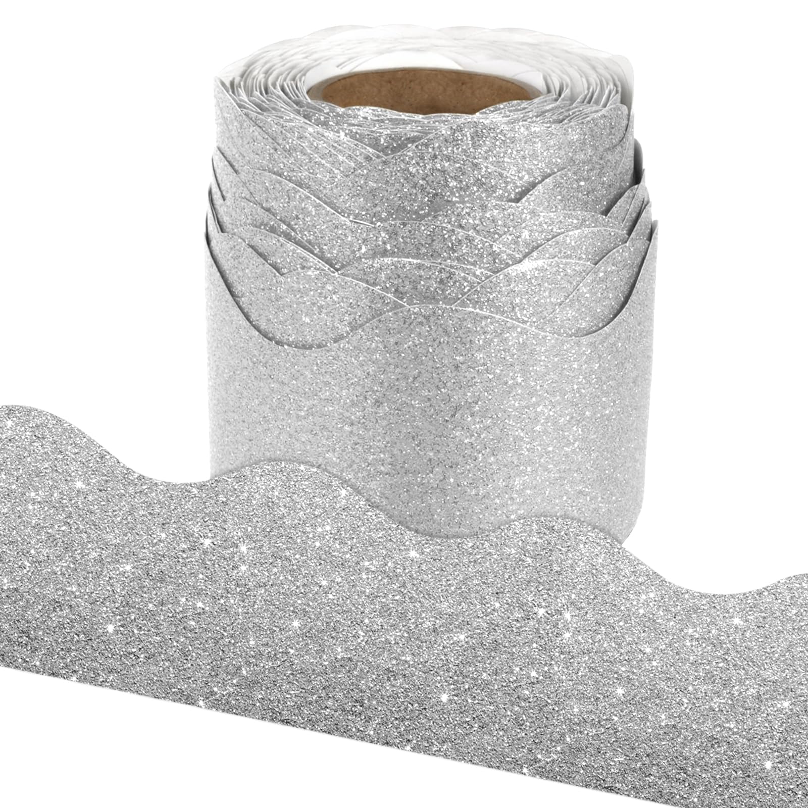 Snapklik.com : 65.6Ft Silver Glitter Bulletin Board Border, Silver ...