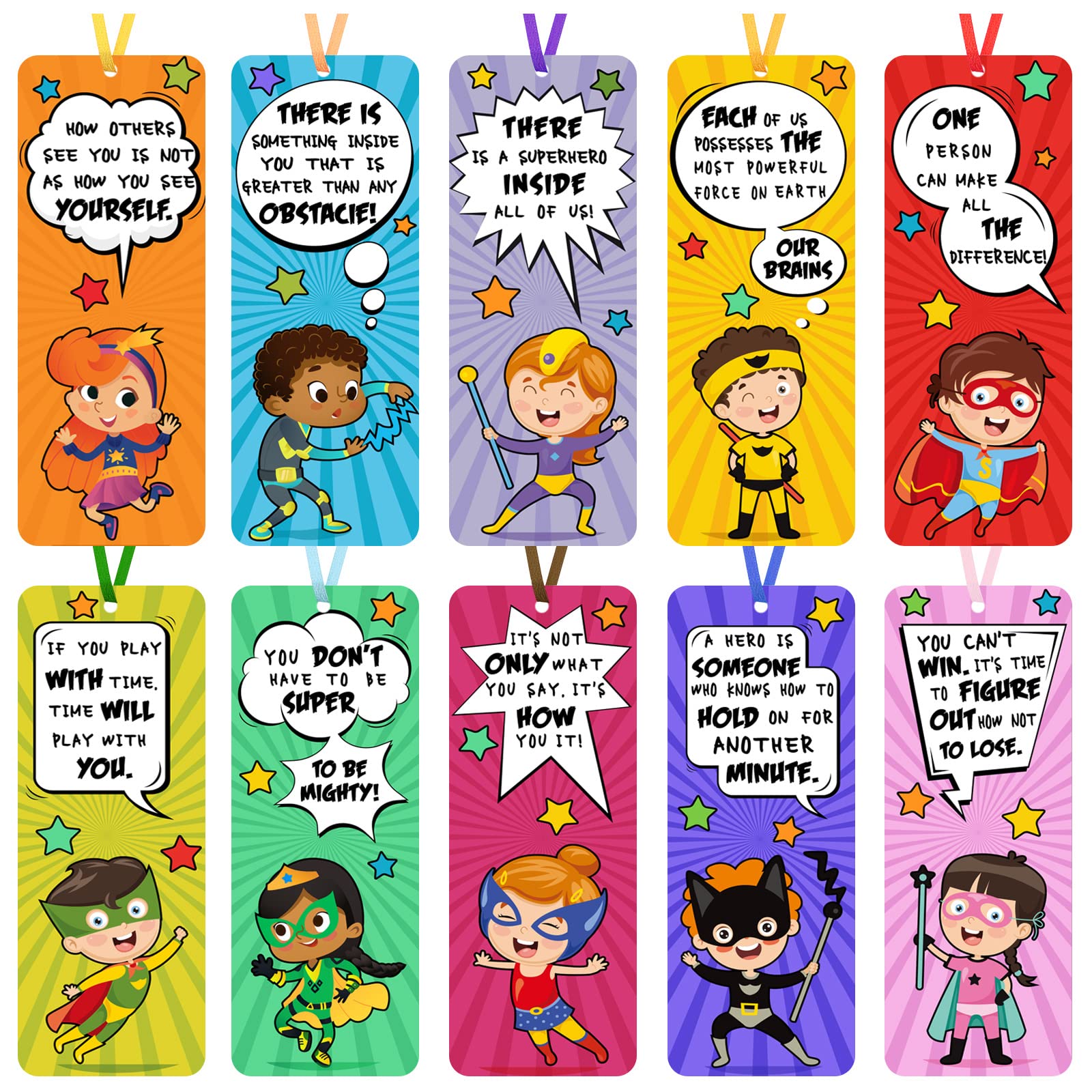 Buy 60 Pieces Laminated Hero Bookmarks Funny Educational Bookmarks Fun ...