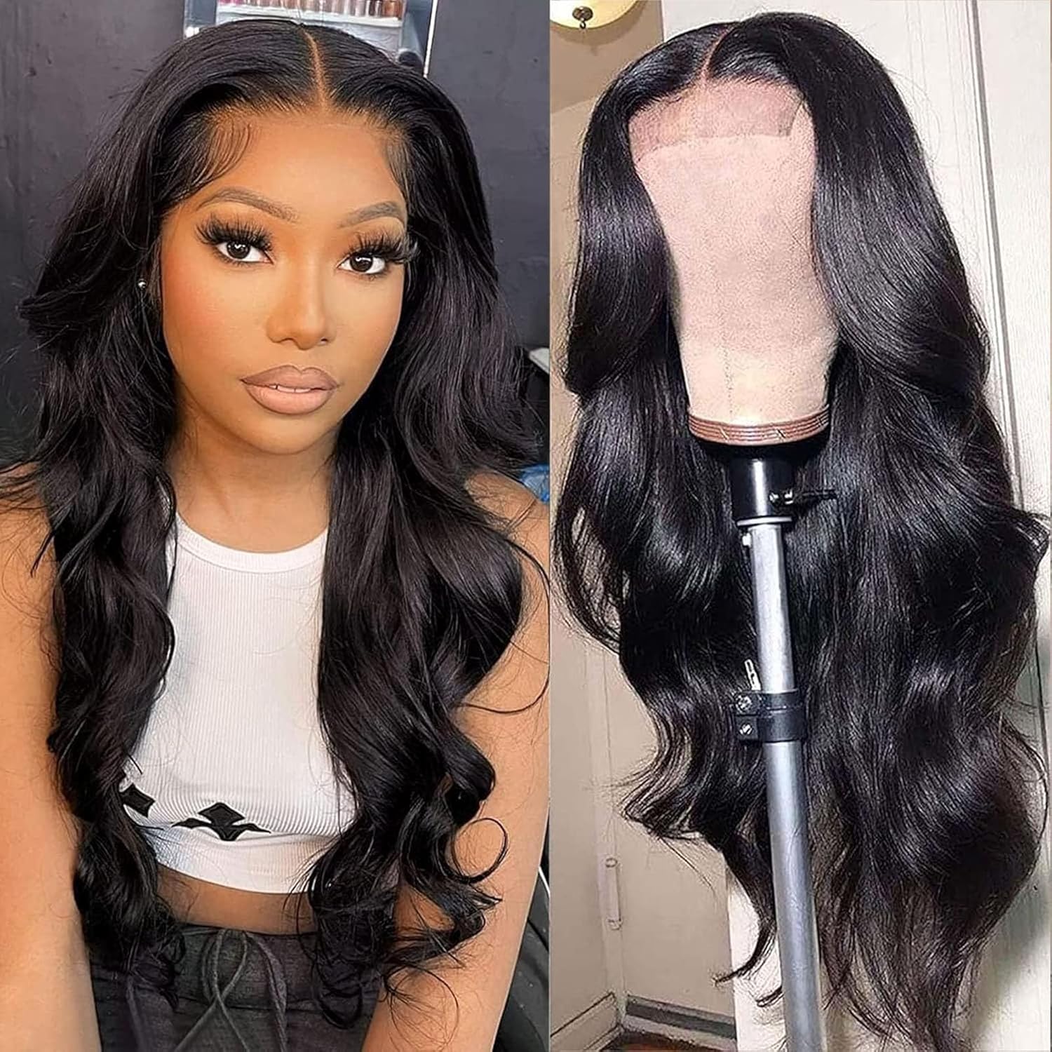 Amazon.com : ZILING Body Wave Lace Front Wigs Human Hair for Black ...