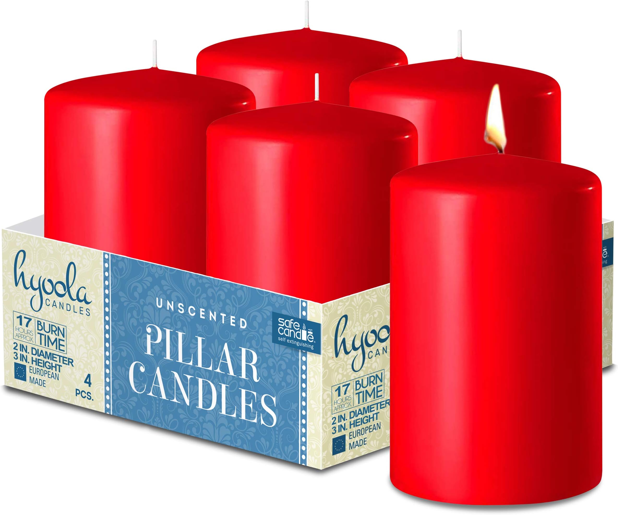 Amazon.com: 6 Pack 3x3 Inch Red Pillar Candles for Romantic Valentine's ...