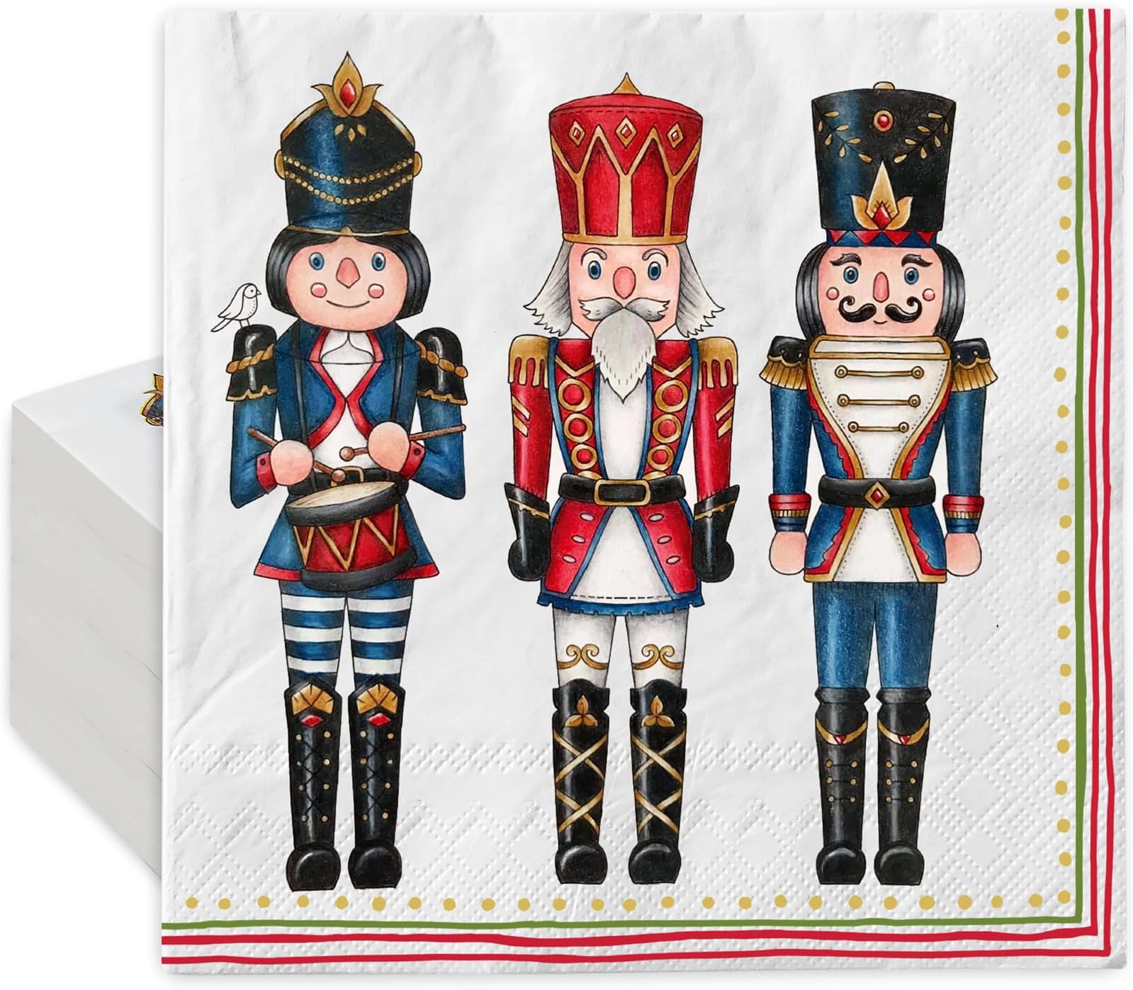 Amazon.com: Sinmoe 200 Pcs Christmas Nutcrackers Guest Paper Napkin 2 ...