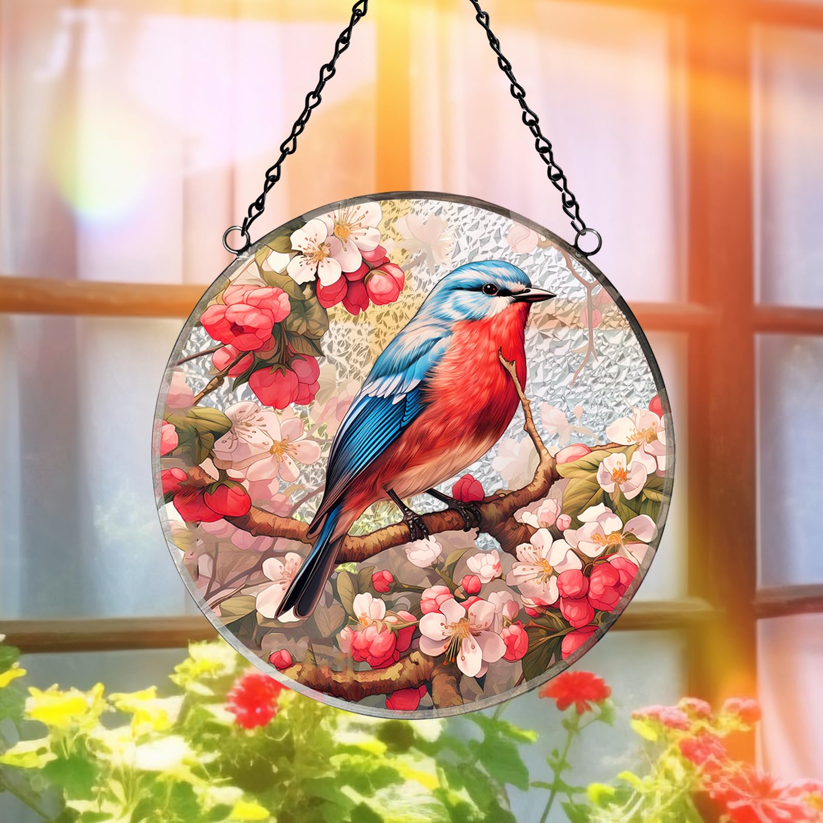 Amazon.com: FONMY Glass Window Suncatcher-Blue Bird, Glass Window ...