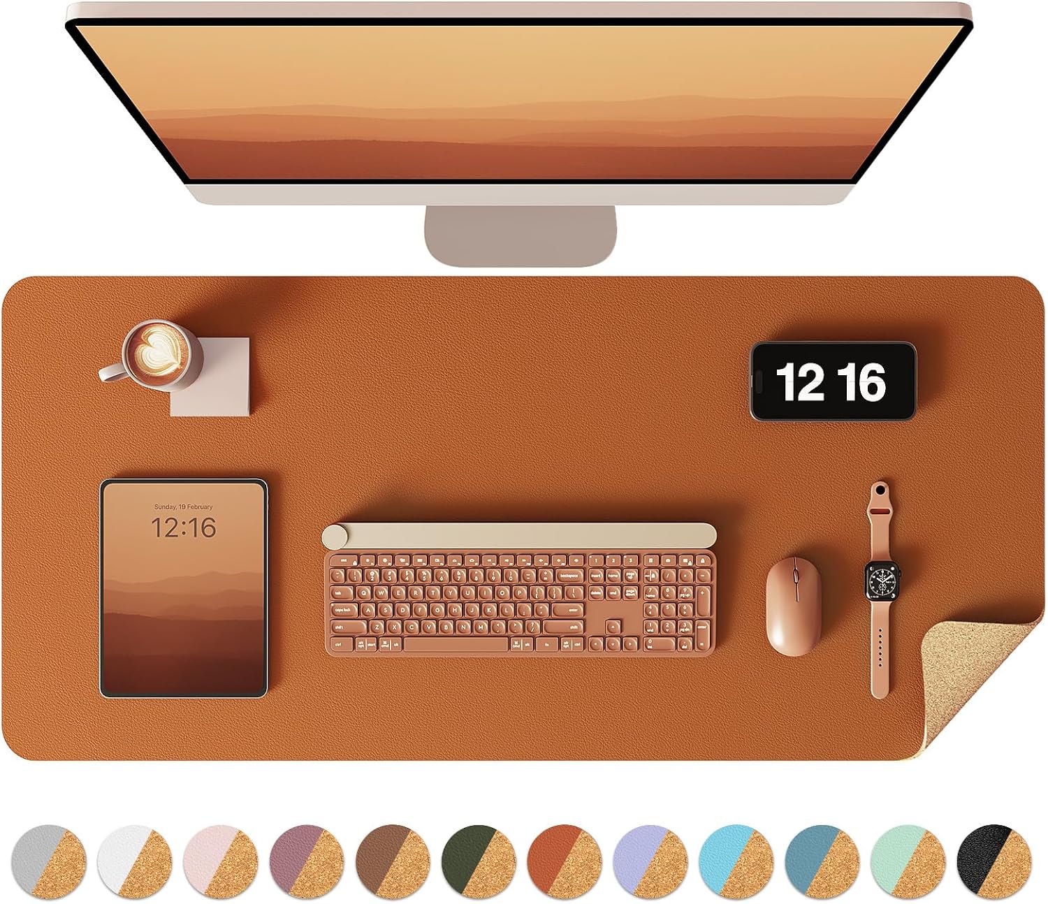 Amazon.com : YSAGi Double-Sided Desk Pad, 35.4"x17" Leather Desk Mat ...