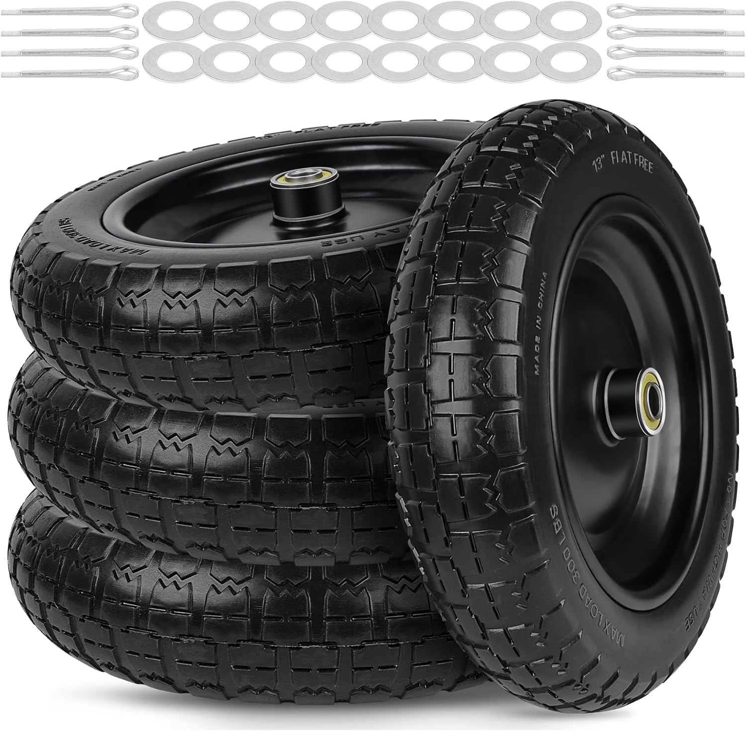 Amazon.com: 4.00-6 Tires 13" Flat Free Wheels Replacement Solid Rubber ...