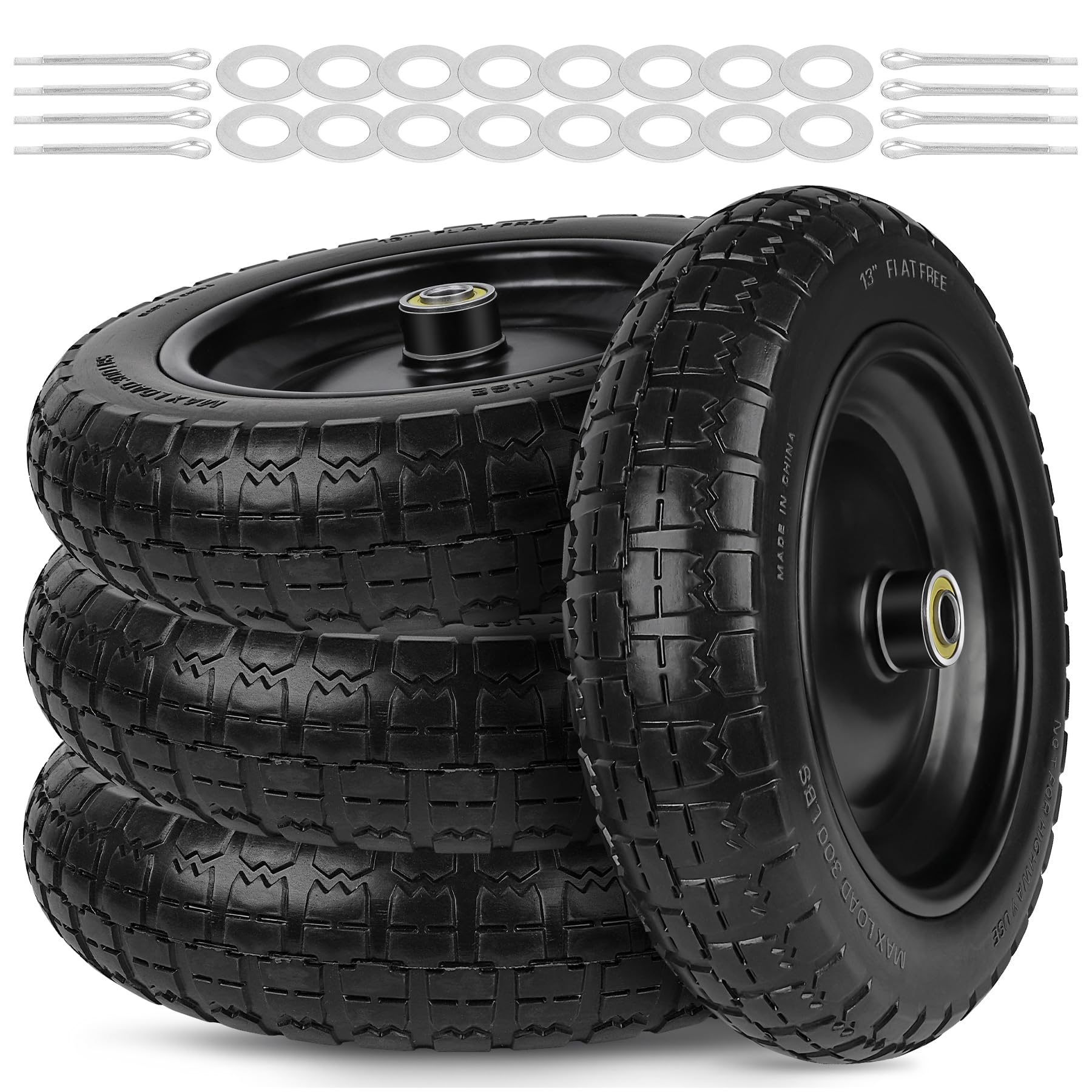 Snapklik.com : 4.00-6 Tires 13 Flat Free Wheels Replacement Solid ...