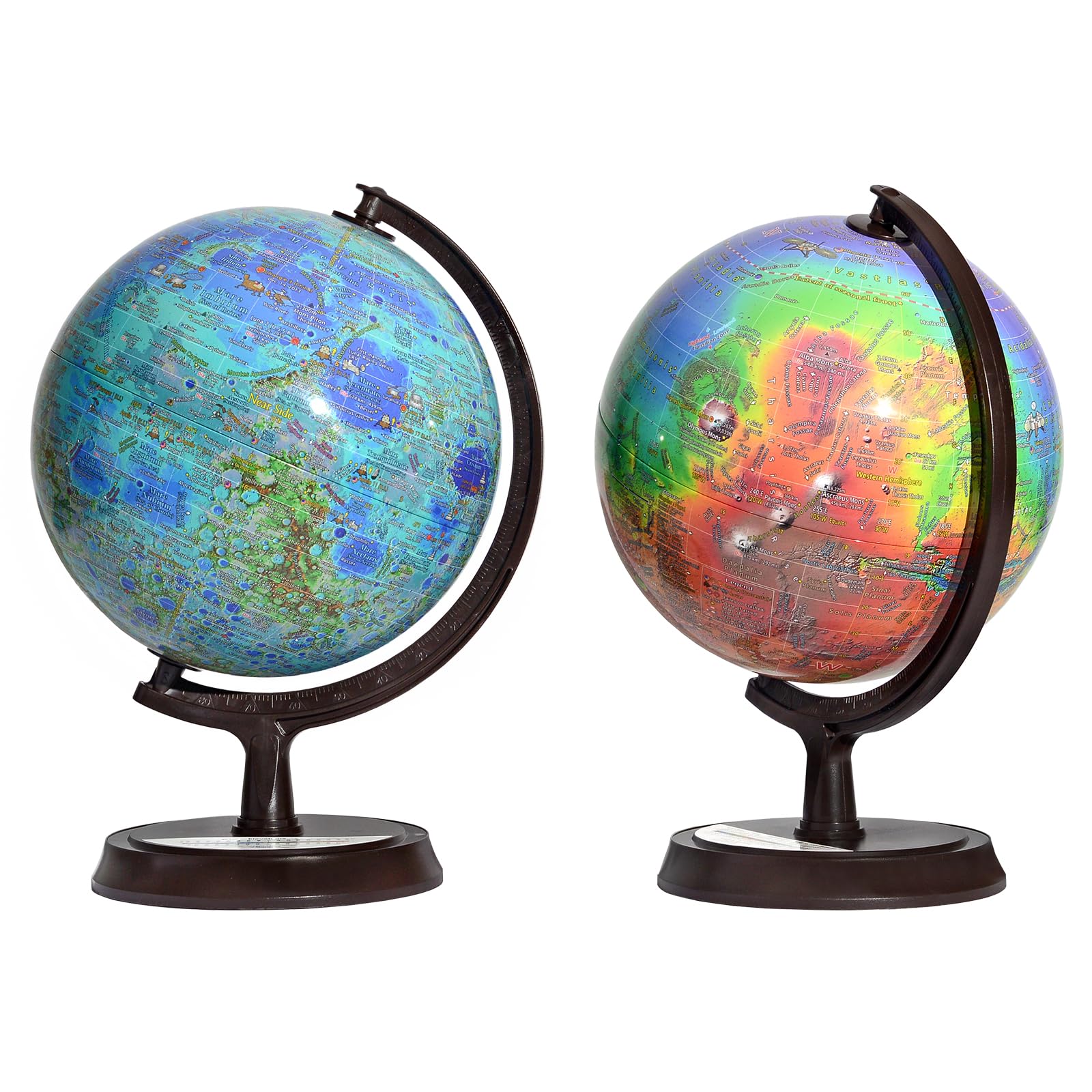 Amazon.com: Mapsoft Guide Topography Moon/Mars 2 Globe Set, 24cm/9.5", 2MRT-24 : Home & Kitchen
