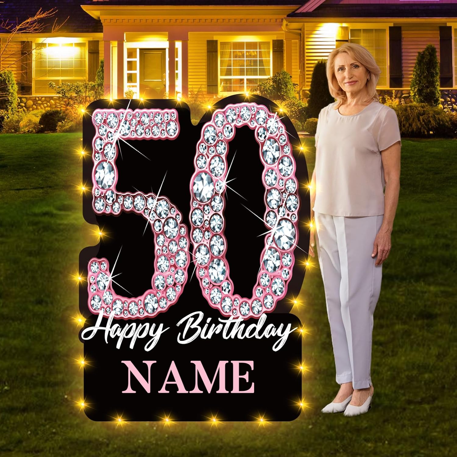 Amazon.com : Rose Gold 50th Birthday Yard Sign Decoration for Women 30 ...