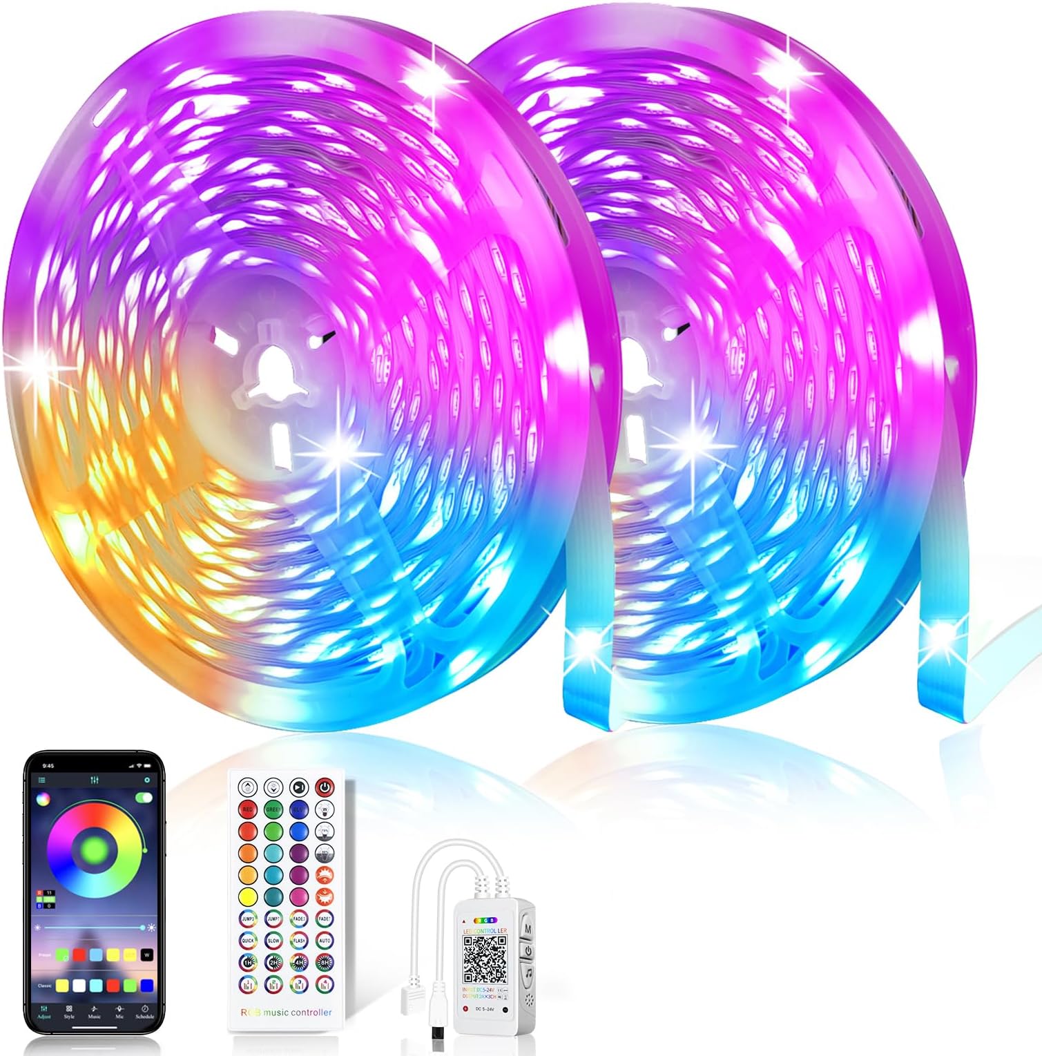 Led Strip, LED Streifen 30M, lichterkette mit Fernbedienung und App Steuerung,16 Mio. Farben ...