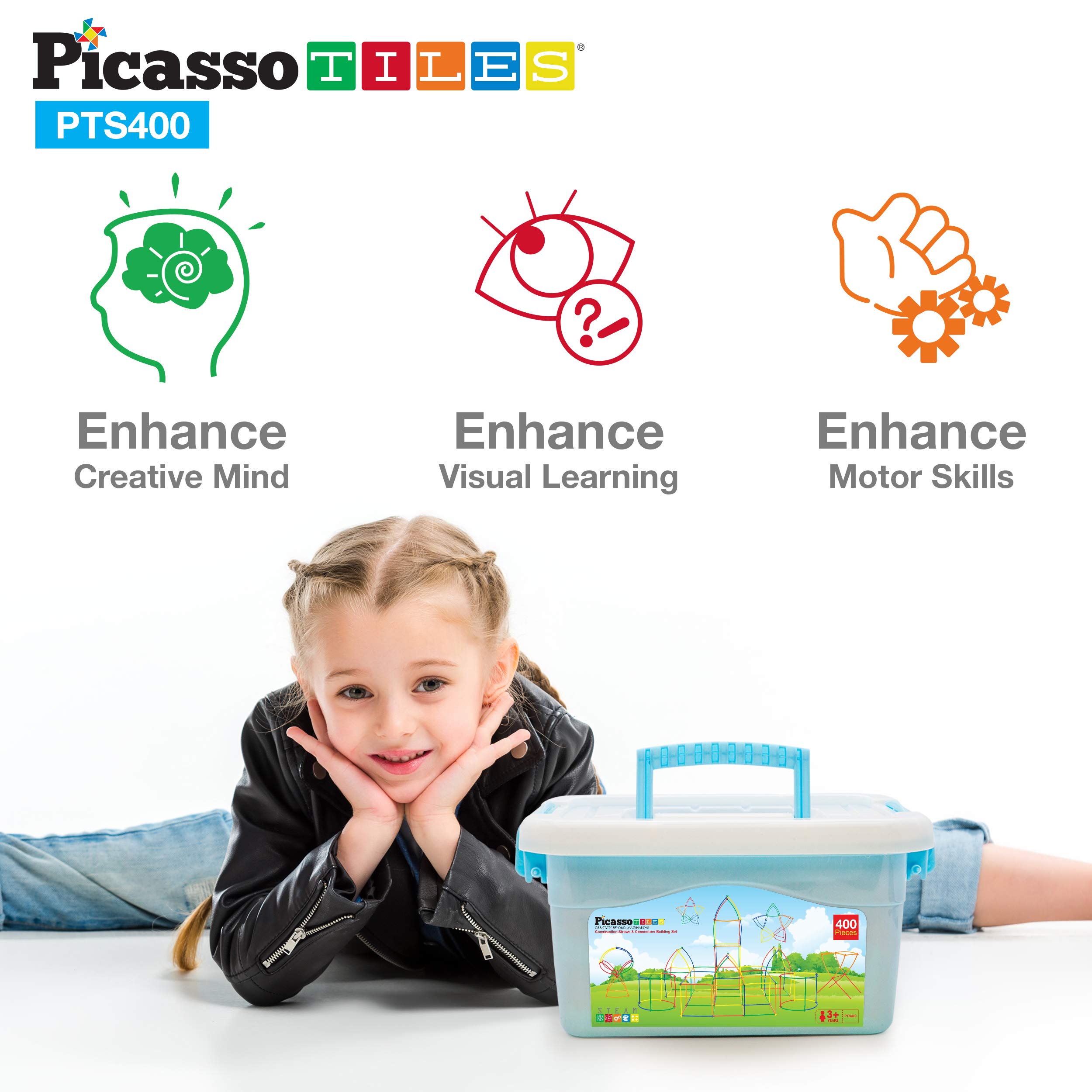 Snapklik.com : 400pc Construction Toy Straw Building Set Children STEM ...