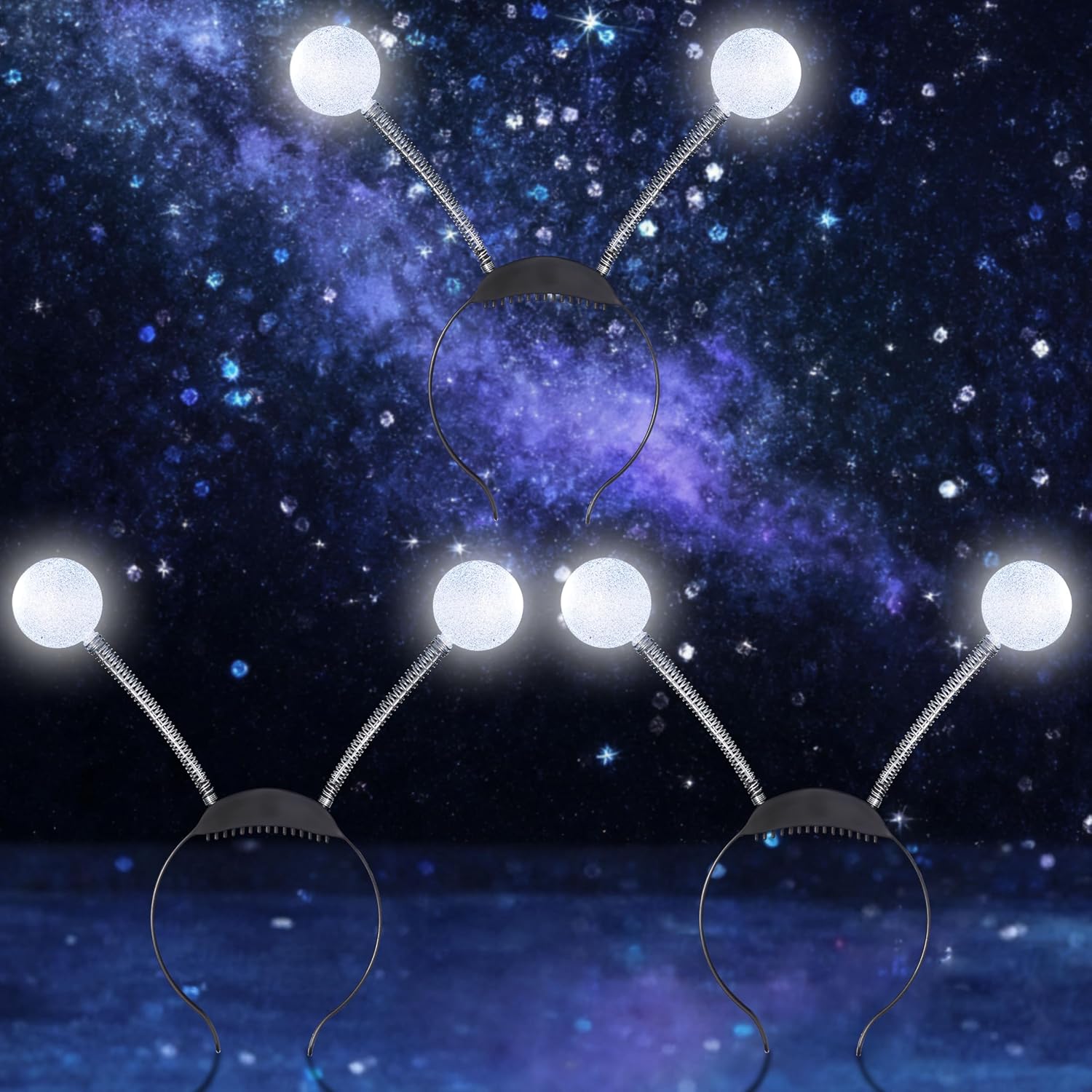 Brandclub - JOYIN 3 Pack LED Silver Martian Antenna Headband, Light UP ...