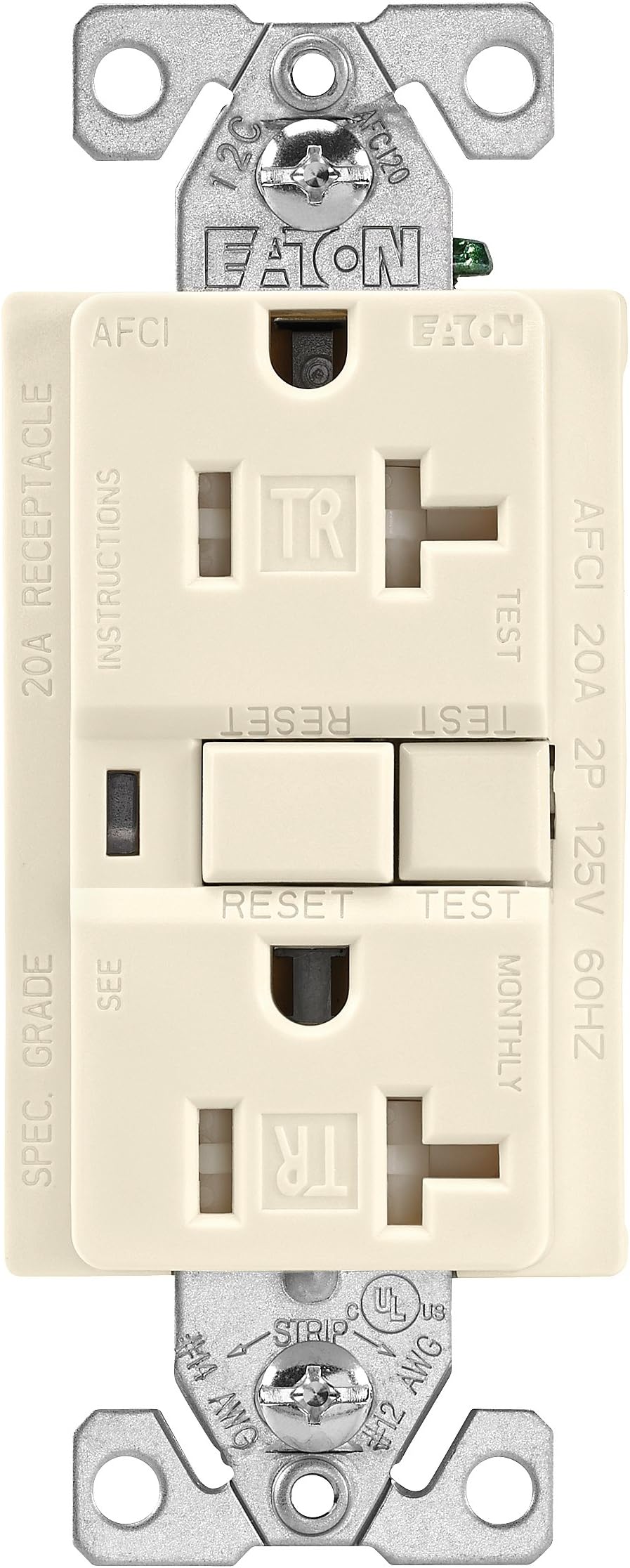 Eaton TRAFCI15LA 15 Amp Tamper Resistant AFCI Receptacle, Light Almond ...
