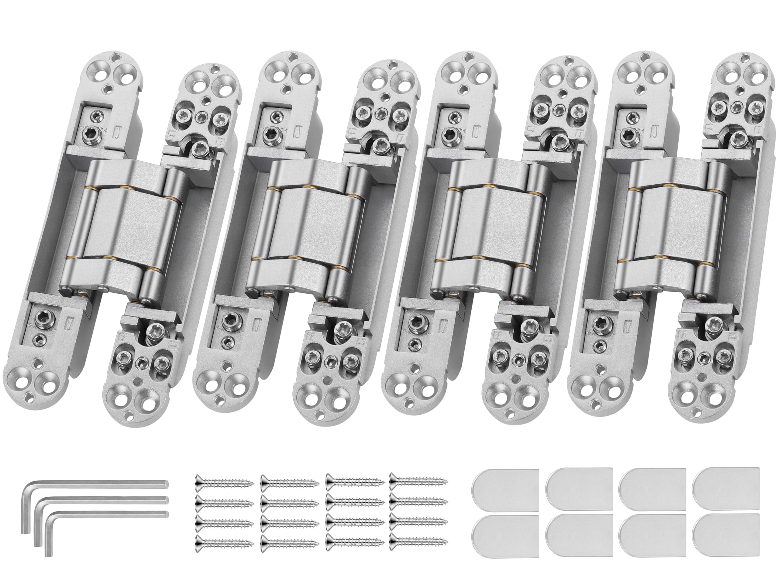 Upgraded Invisible Door Hinges (4 pcs) -6 Inch Sliver Hidden Hinges for ...