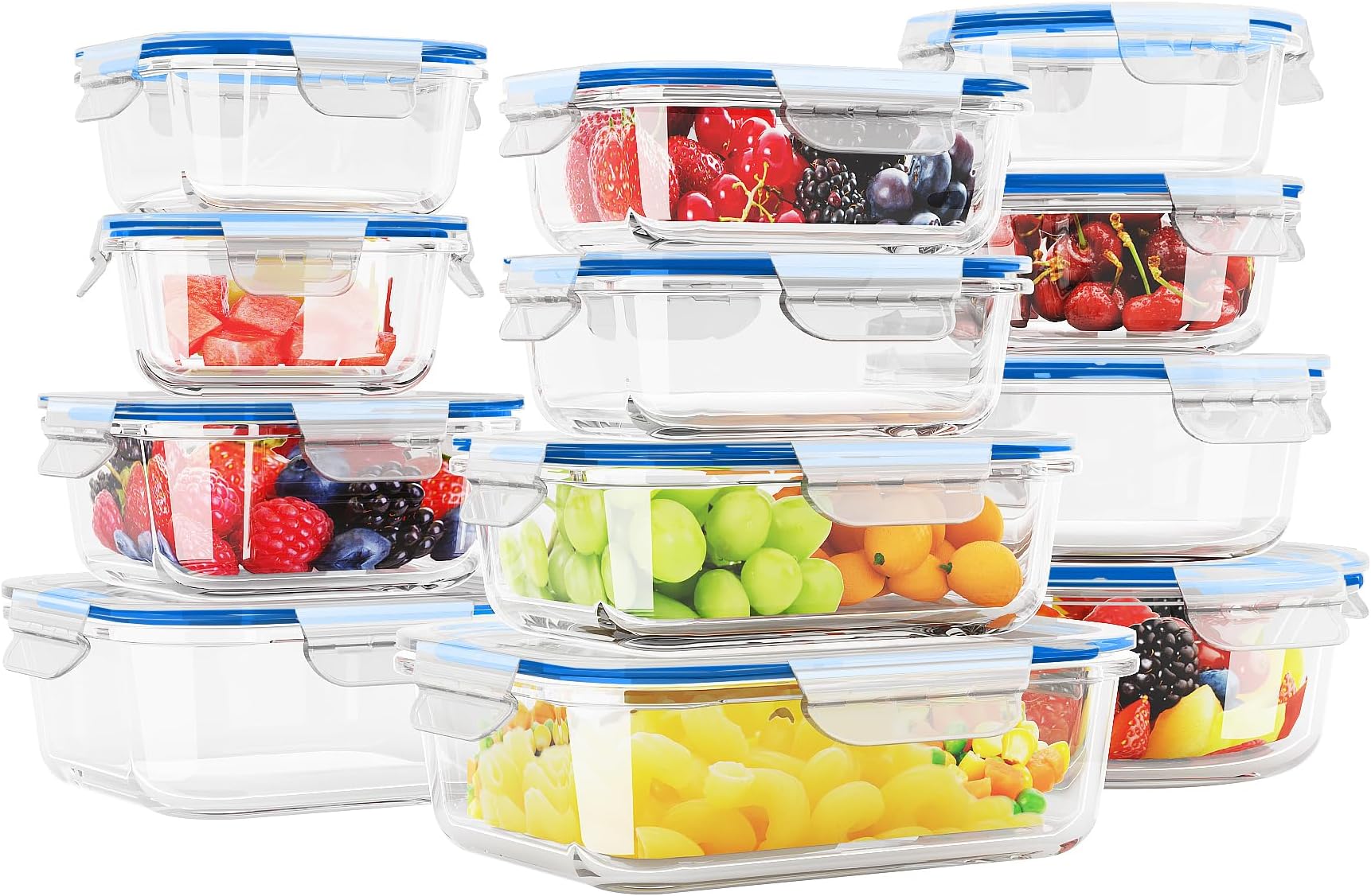 Amazon.com: HOMBERKING 12 Sets Glass Food Storage Containers with Lids ...